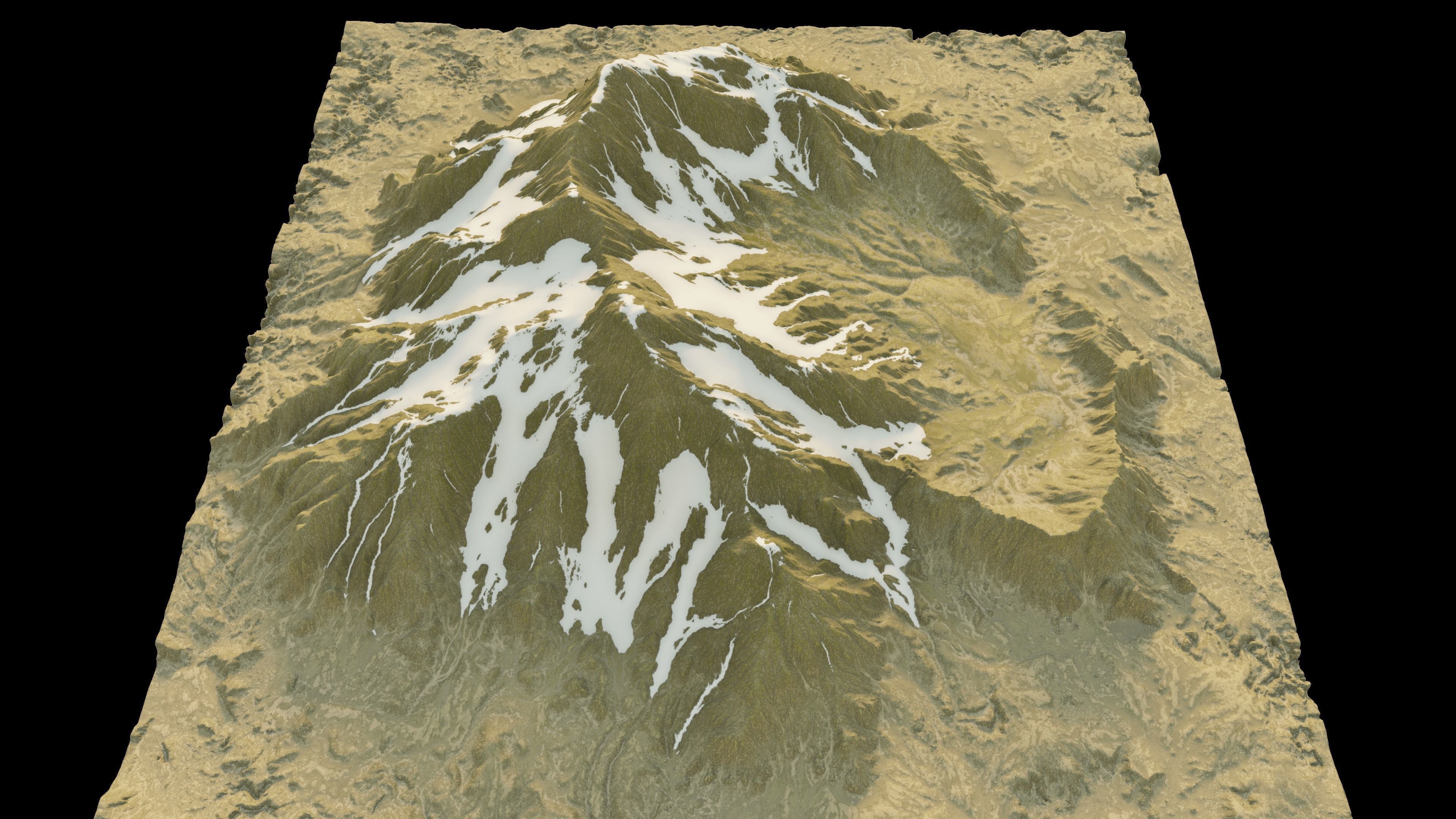 snow mountain with crater free 3d terrain model free VR / AR / low-poly ...