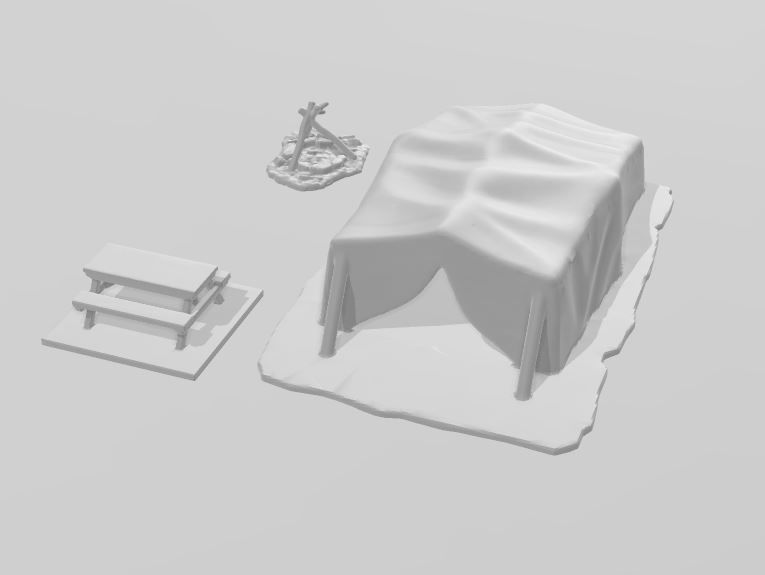 Campsite Set Tent Table Fire by Outland Models 3D Printable 3D model 3D ...