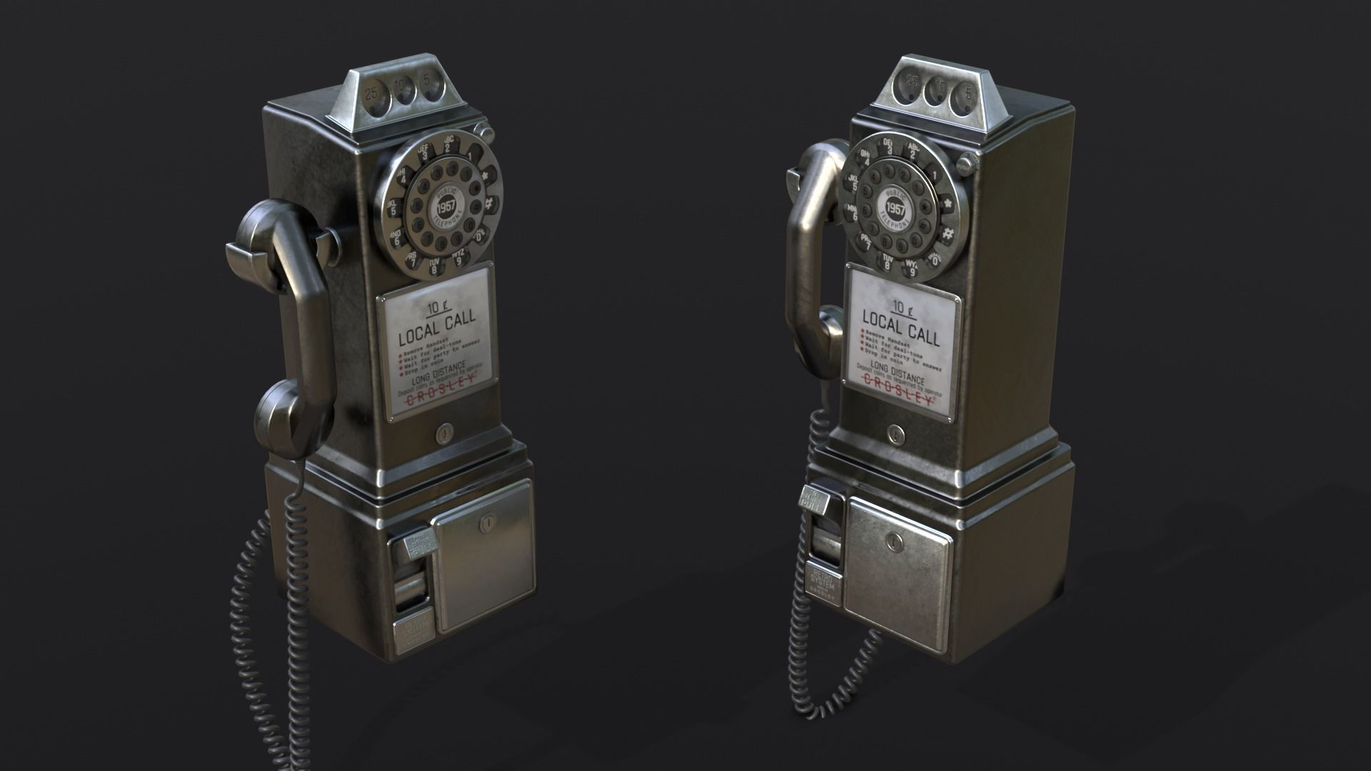 3D model CROSLEY Retro Pay Phone VR / AR / low-poly | CGTrader