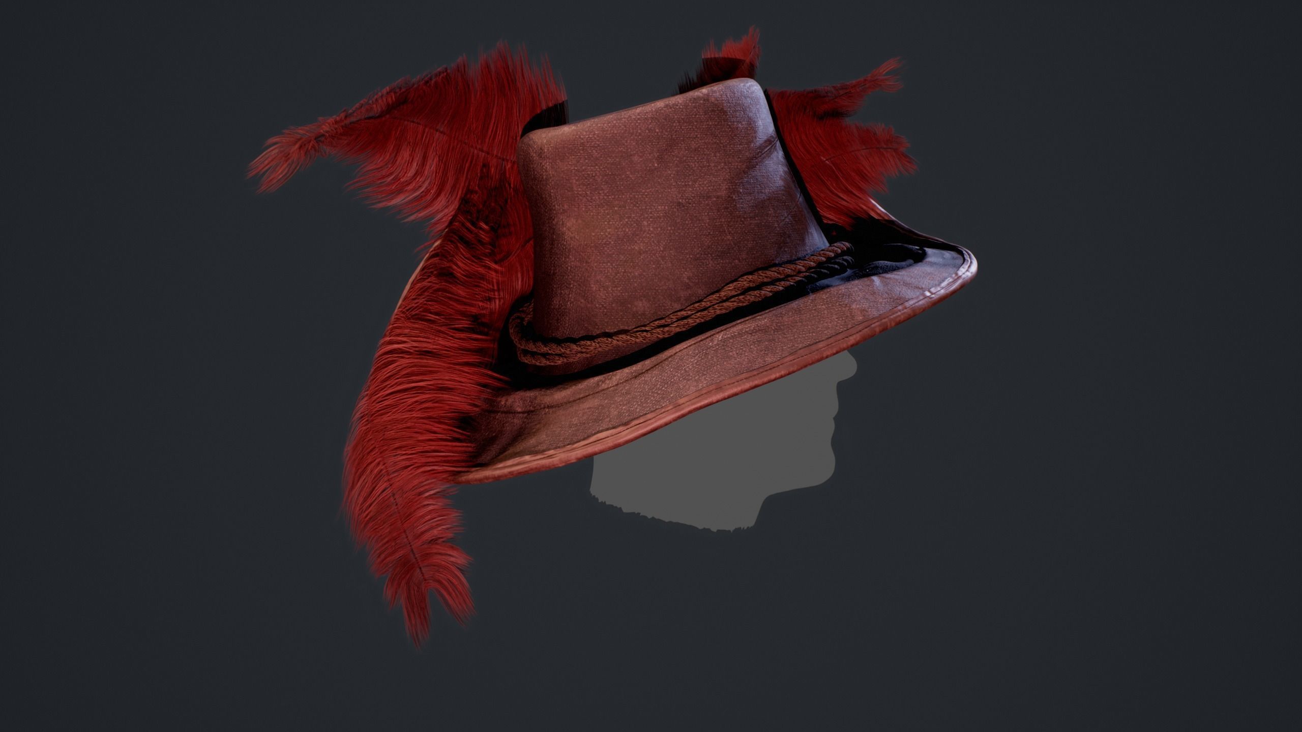 3D model Musketeer Hat with feather VR / AR / low-poly | CGTrader