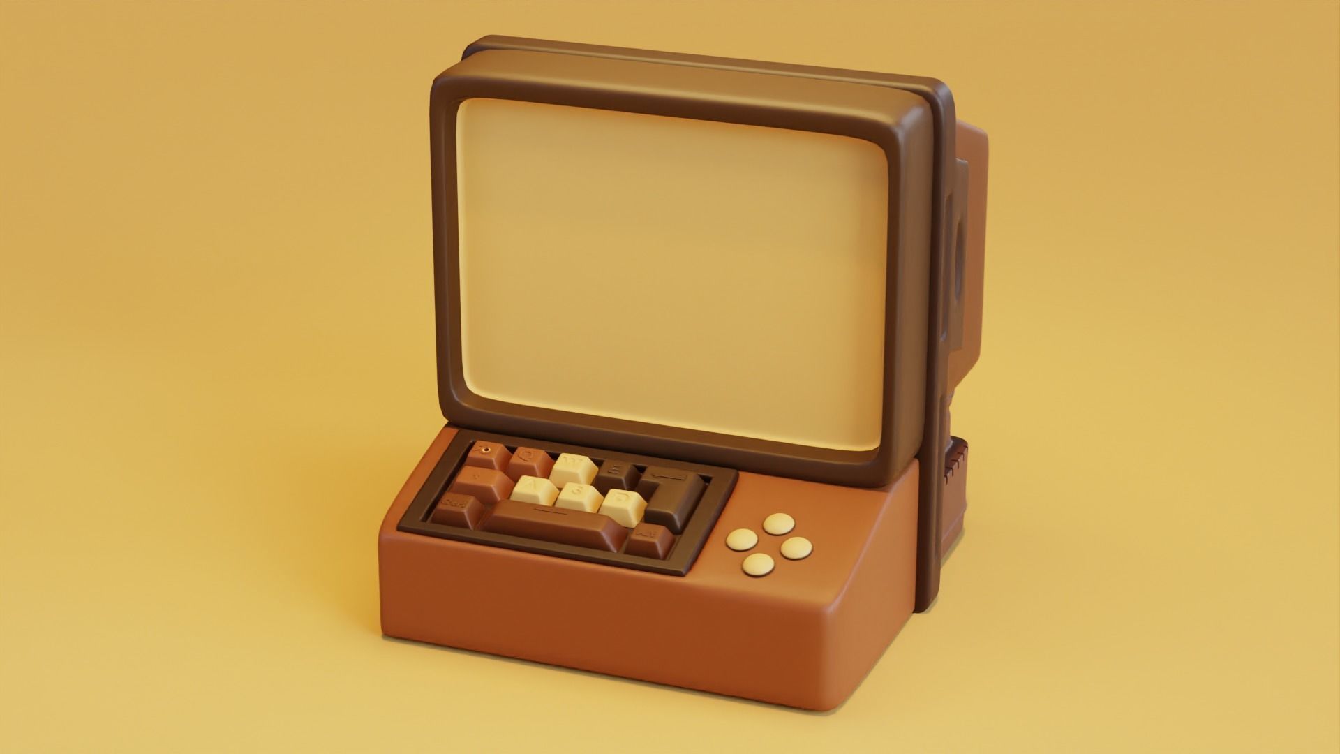 3D Chocolate-themed Desktop Computer Model 3D model animated | CGTrader