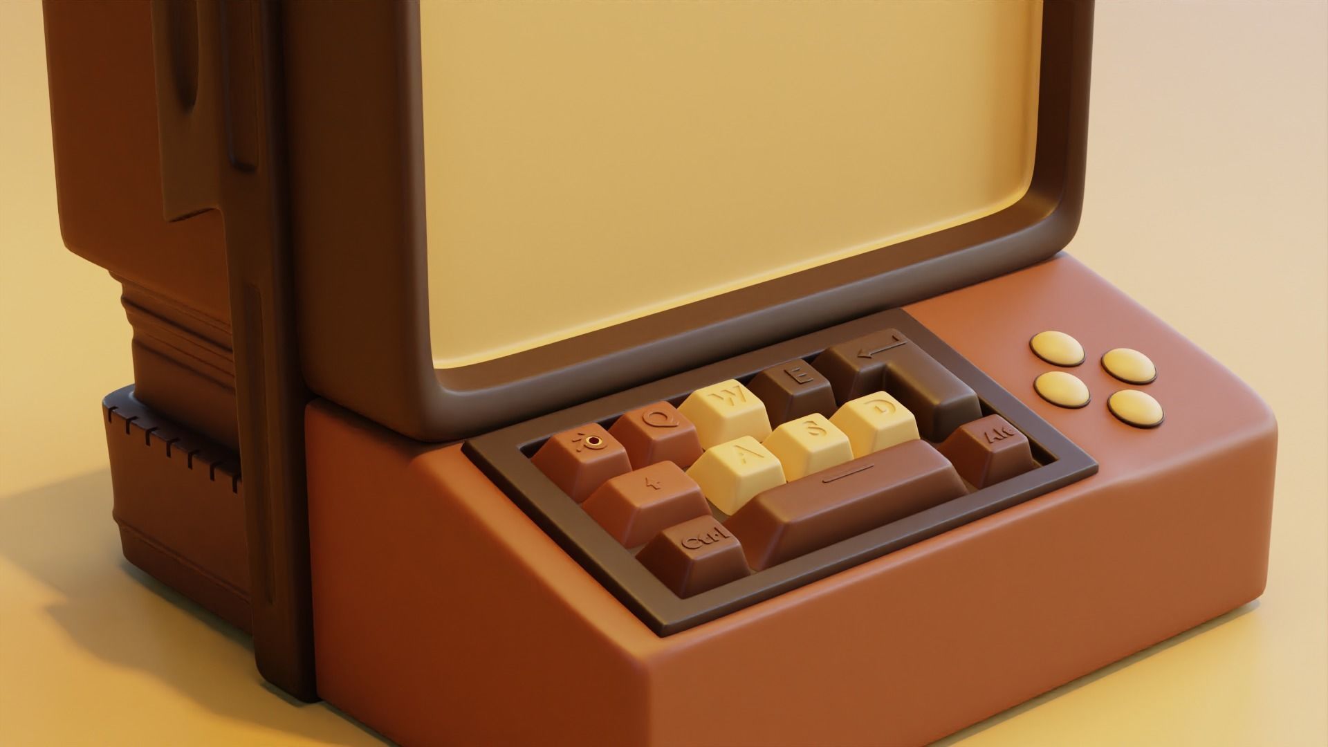 3D Chocolate-themed Desktop Computer Model 3D model animated | CGTrader