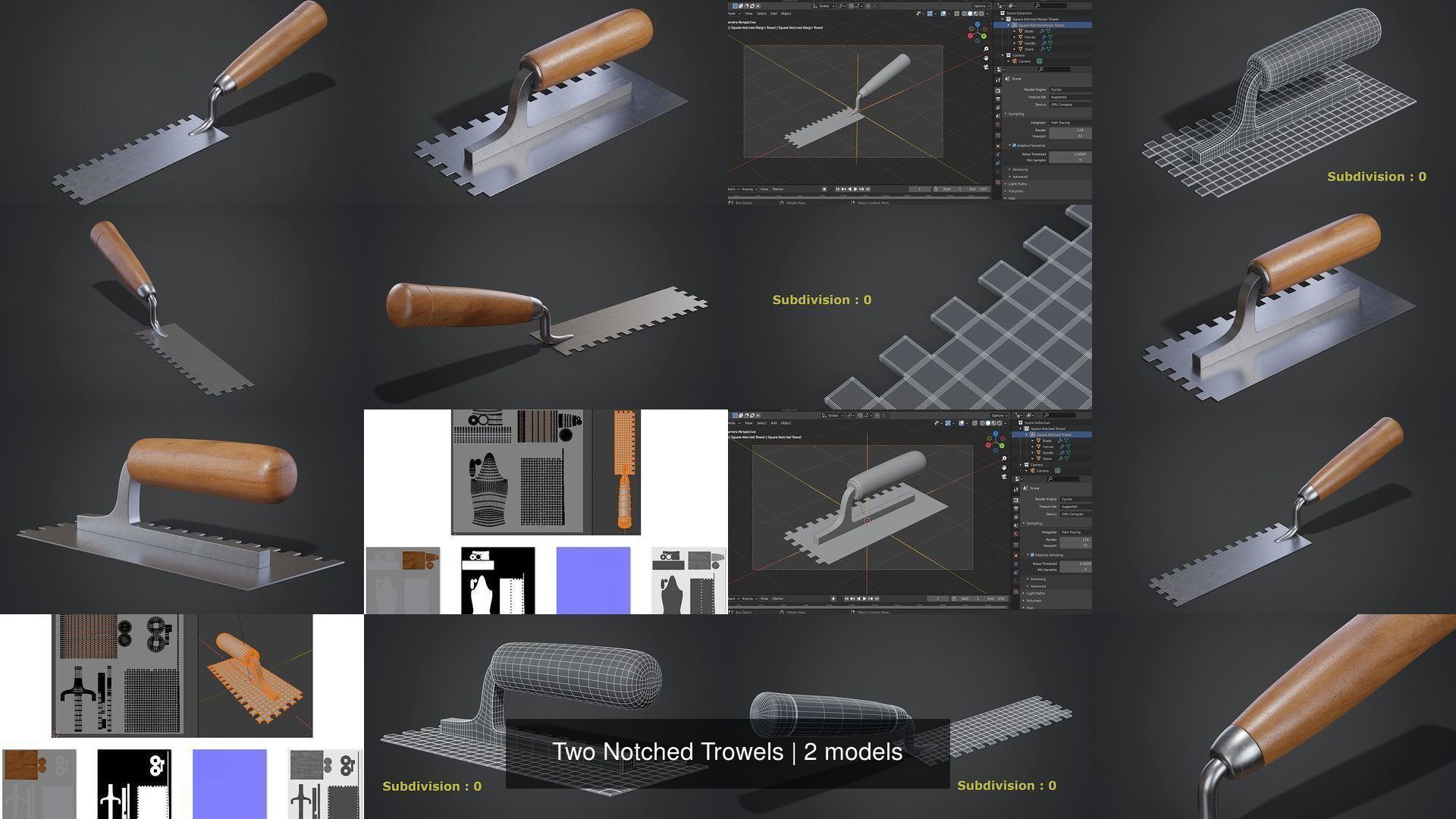 Two Notched Trowels 3D Model Collection | CGTrader