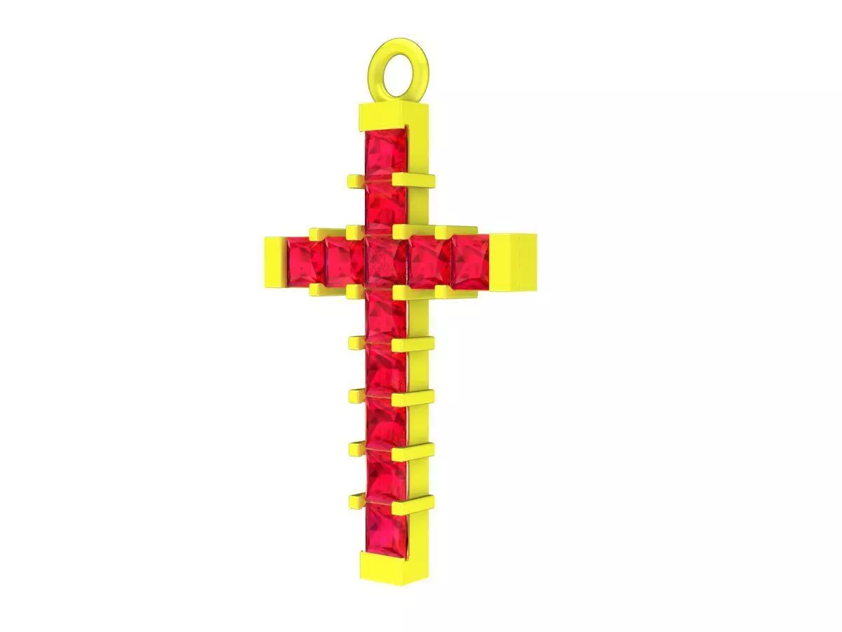 Luxury Ruby Cross Pendant for Men and Women 6629 3D model 3D printable ...