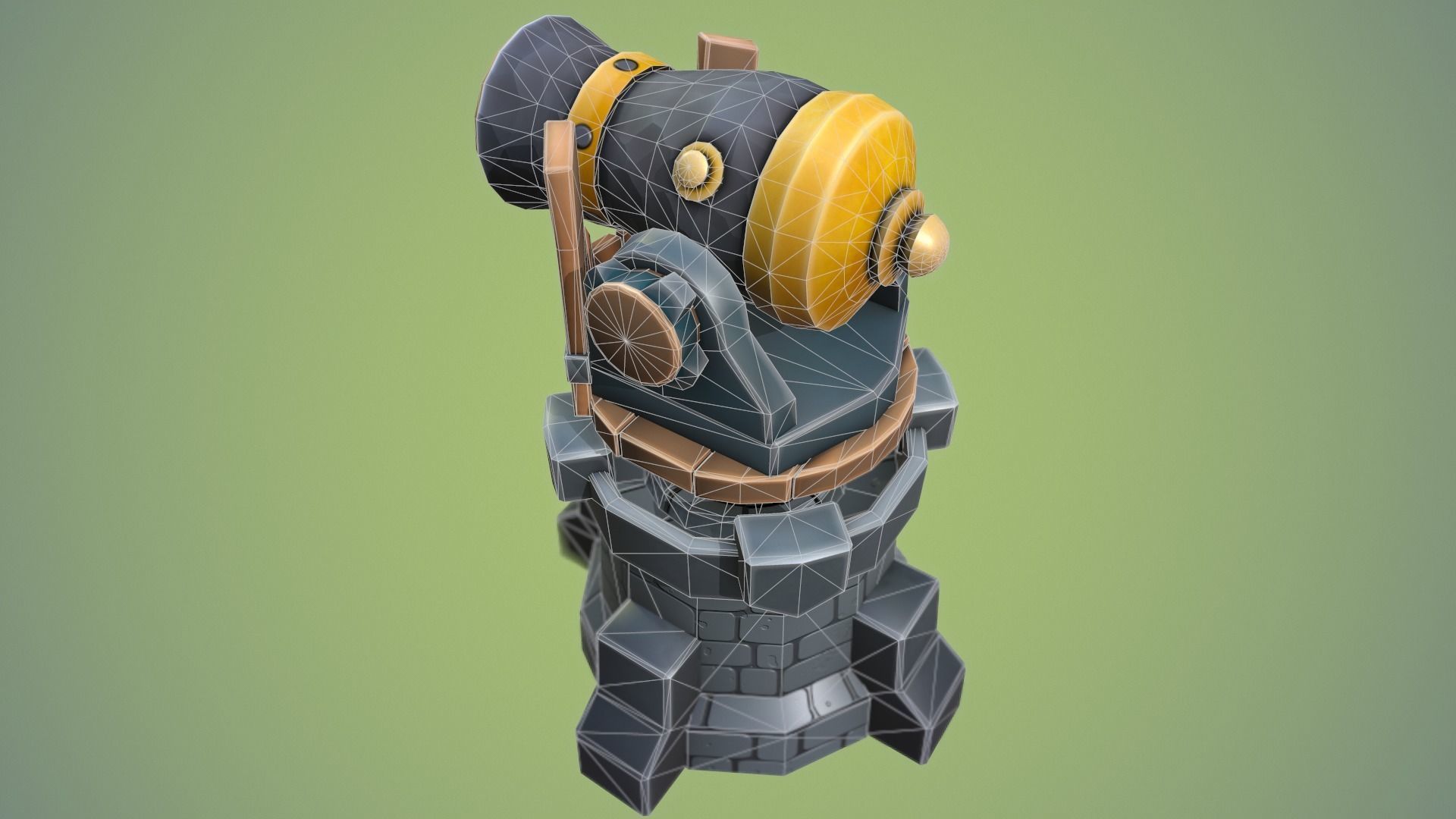 3D model Low poly Tower Cannon VR / AR / low-poly | CGTrader