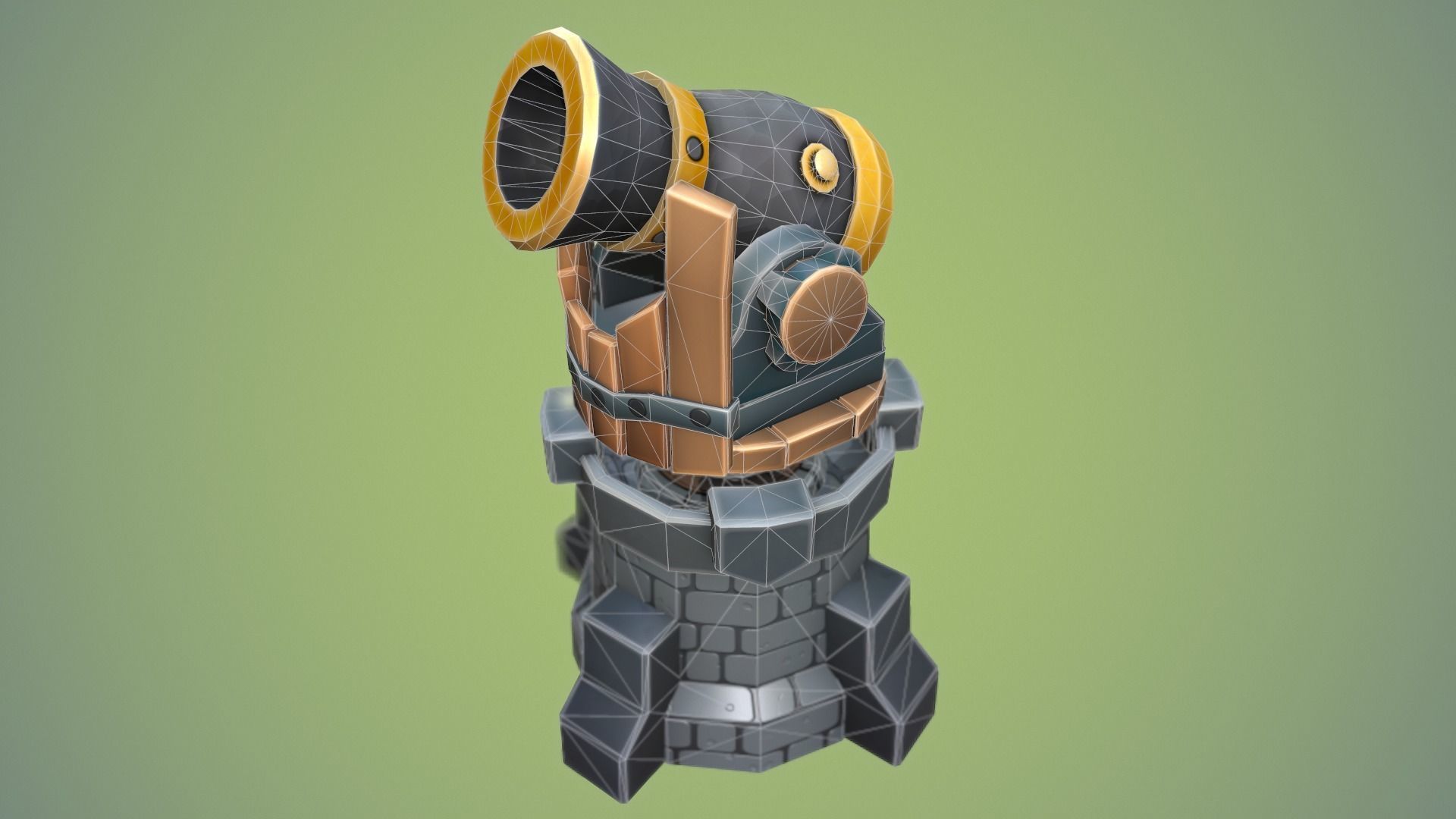 3D model Low poly Tower Cannon VR / AR / low-poly | CGTrader