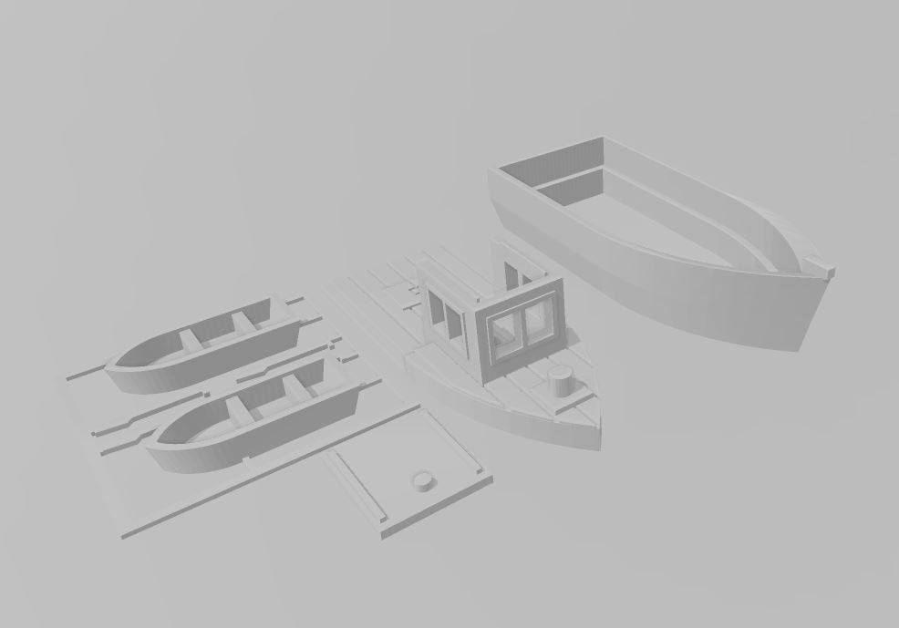 Fishing Boat w 2 Small Boats by Outland Models 3D Printable 3D model 3D ...