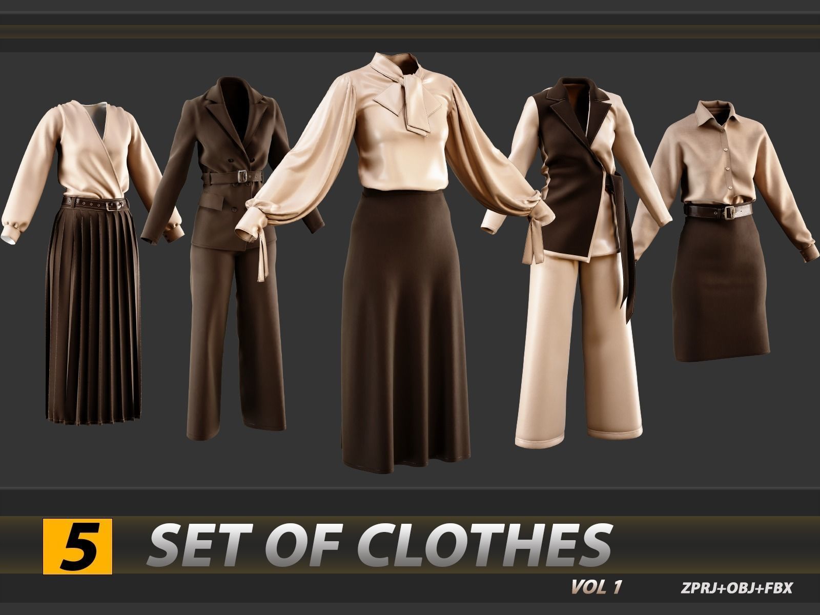 5 SET OF CLOTHES - VOL 01 3D model | CGTrader