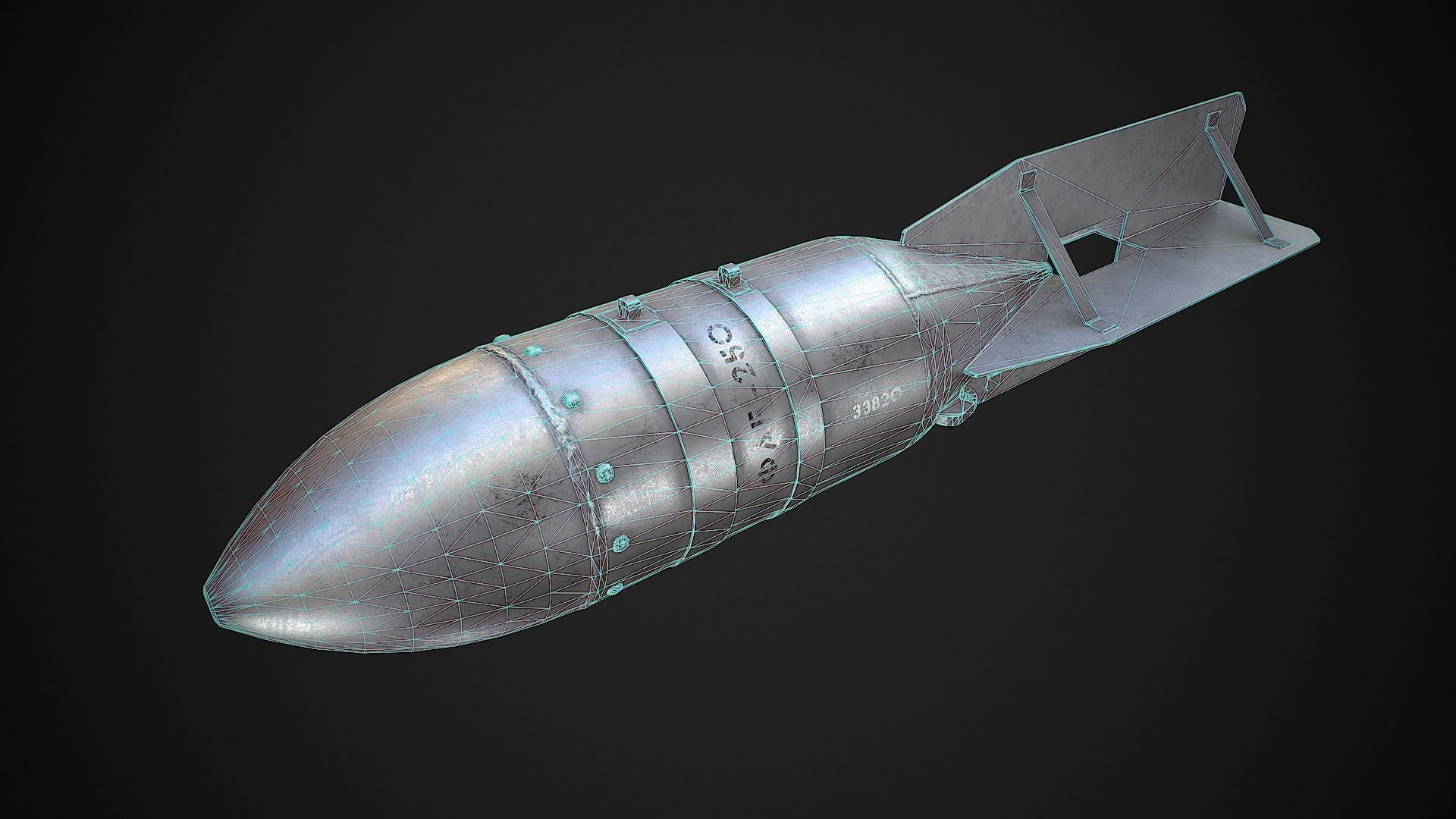 3D model Soviet general purpose air-dropped bomb FAB-250 VR / AR / low ...