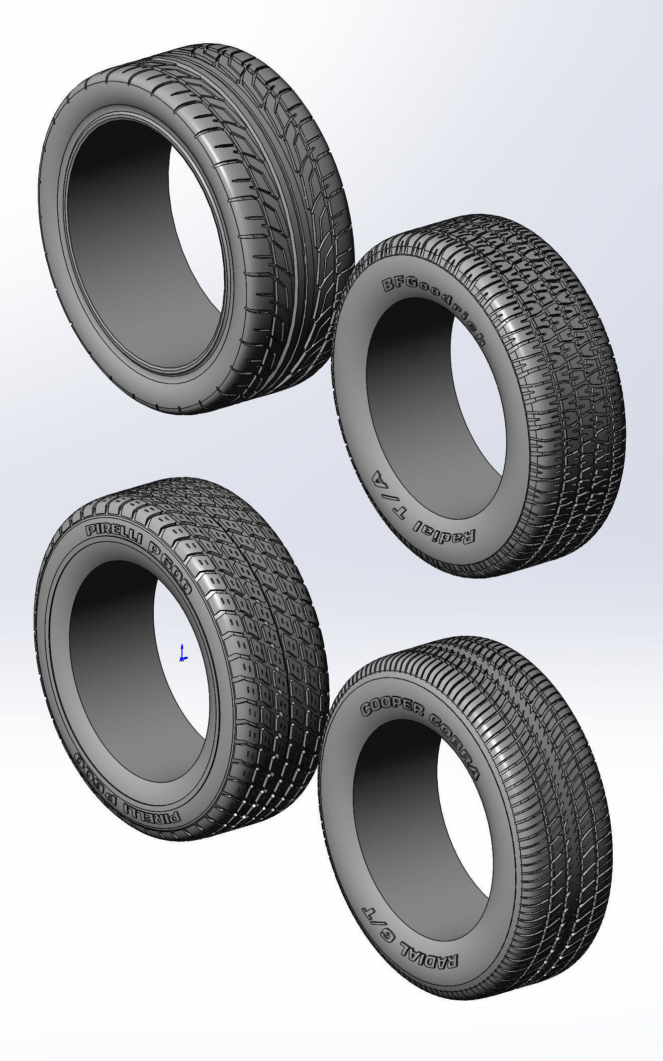 Different tyres for scale models 3D-print models 3D model 3D printable ...