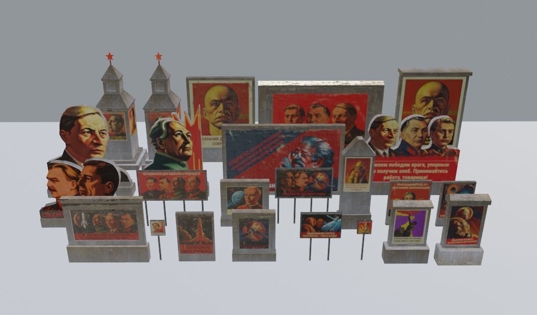 3D model Soviet Sci-Fi Propaganda pack VR / AR / low-poly | CGTrader
