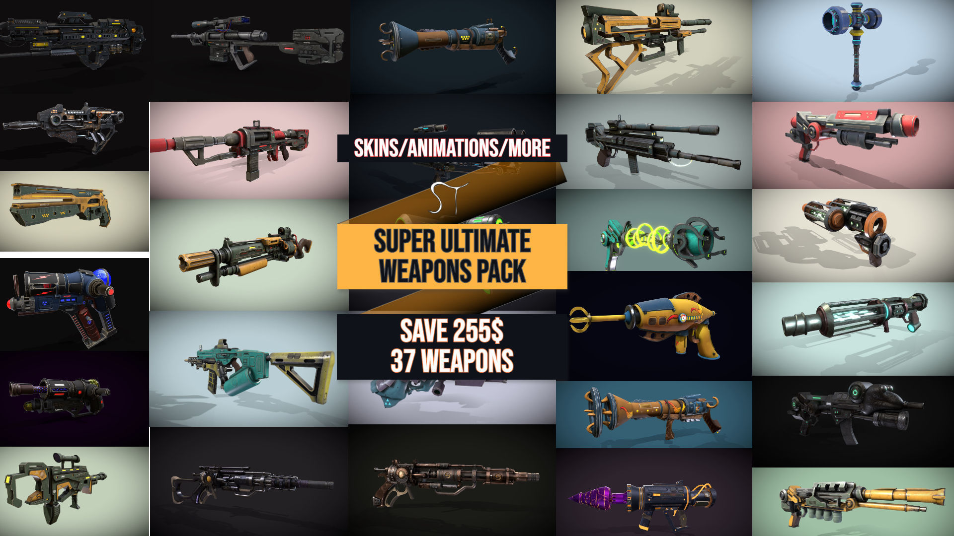 3D model Super Ultimate Weapons Pack 37 Weapons VR / AR / low-poly | CGTrader