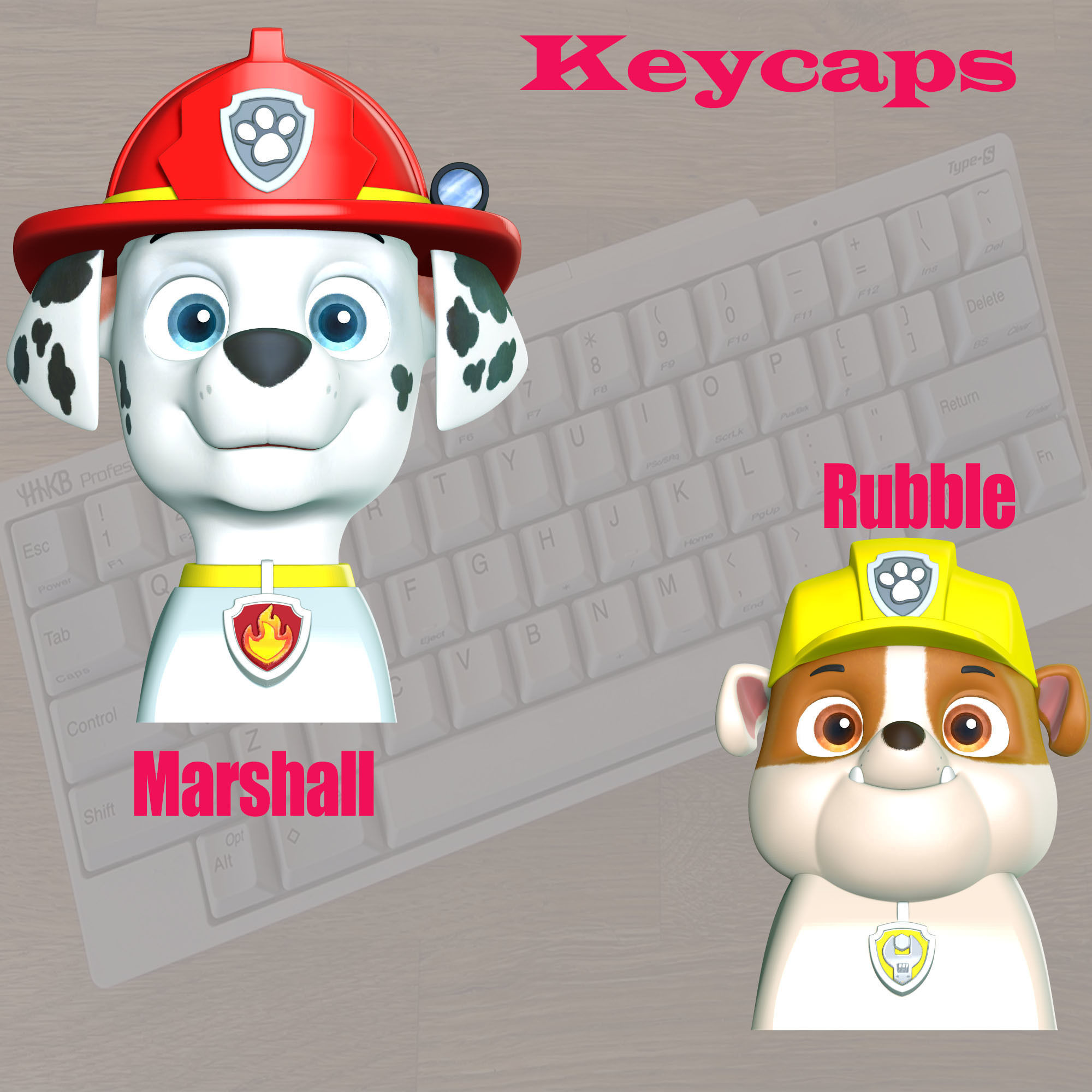 Marshall Rubble Keycap - Paw Patrol 3D model 3D printable | CGTrader