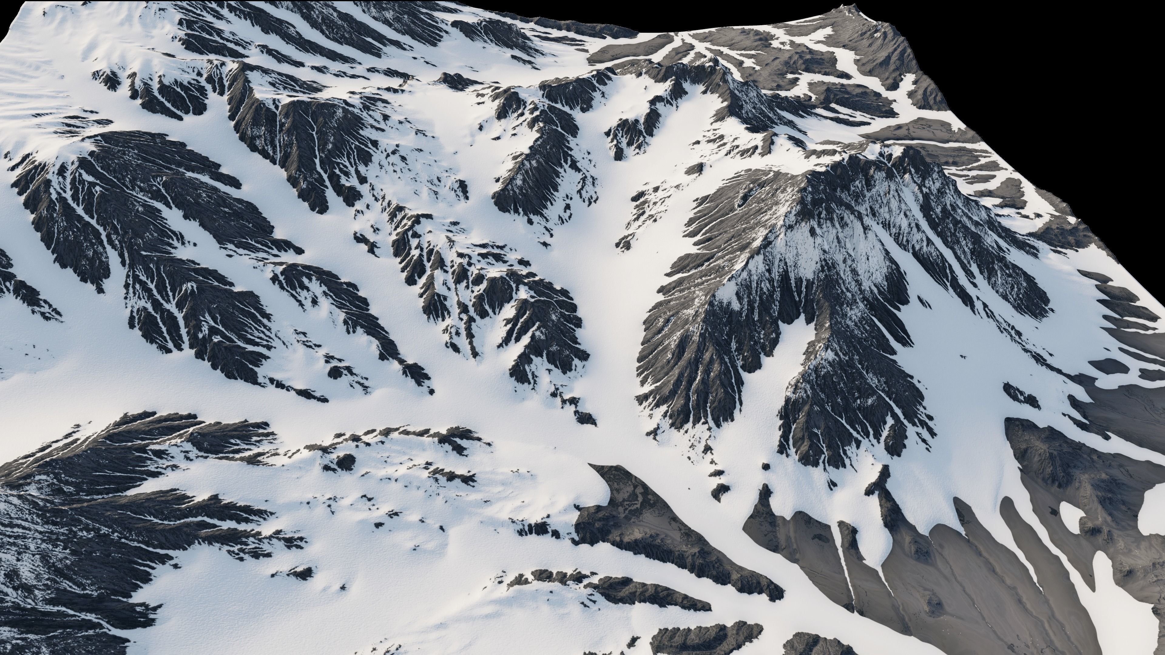 3D model snowy mountains with slope 3d terrain model VR / AR / low-poly ...