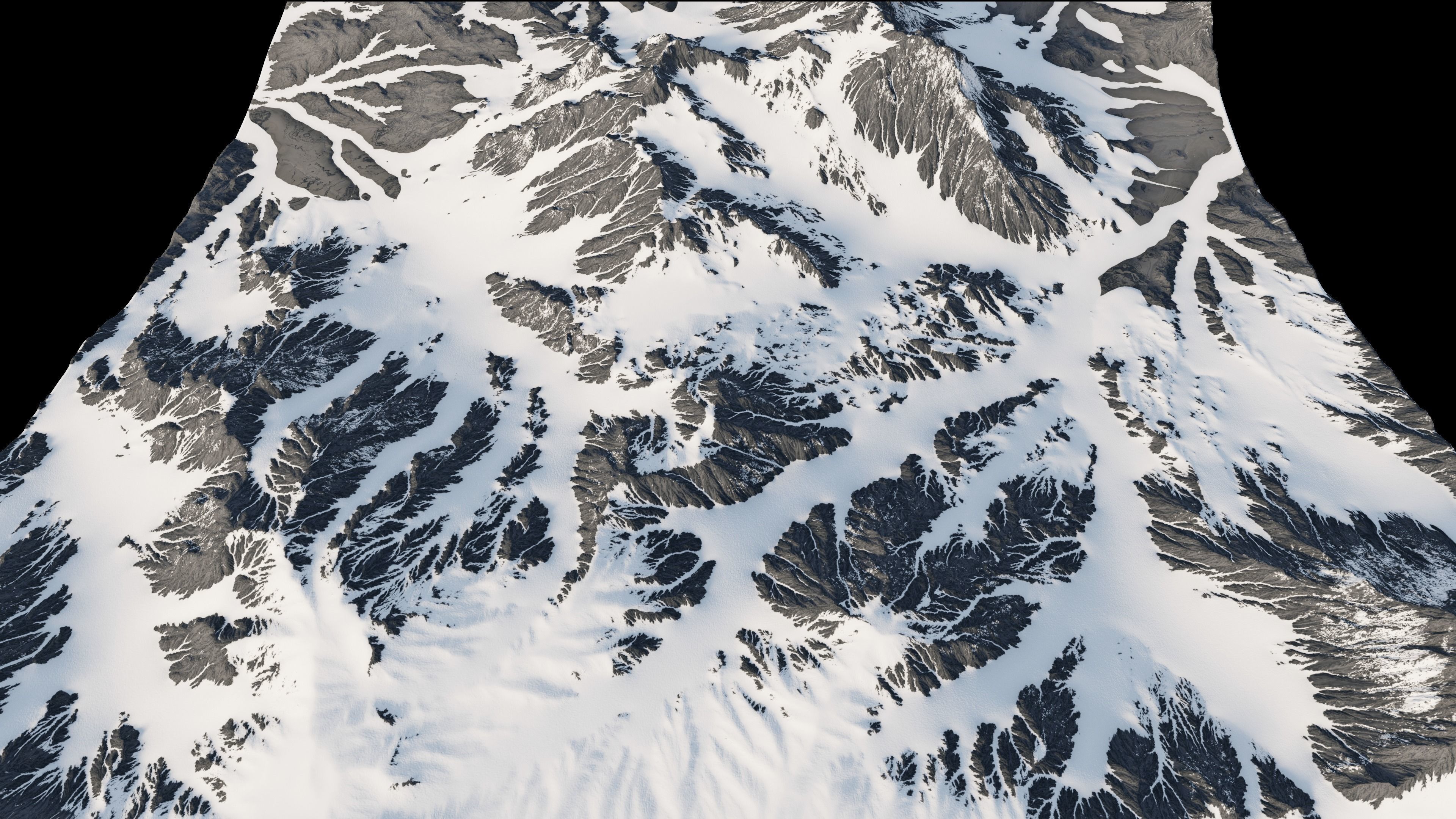 3D model snowy mountains with slope 3d terrain model VR / AR / low-poly ...