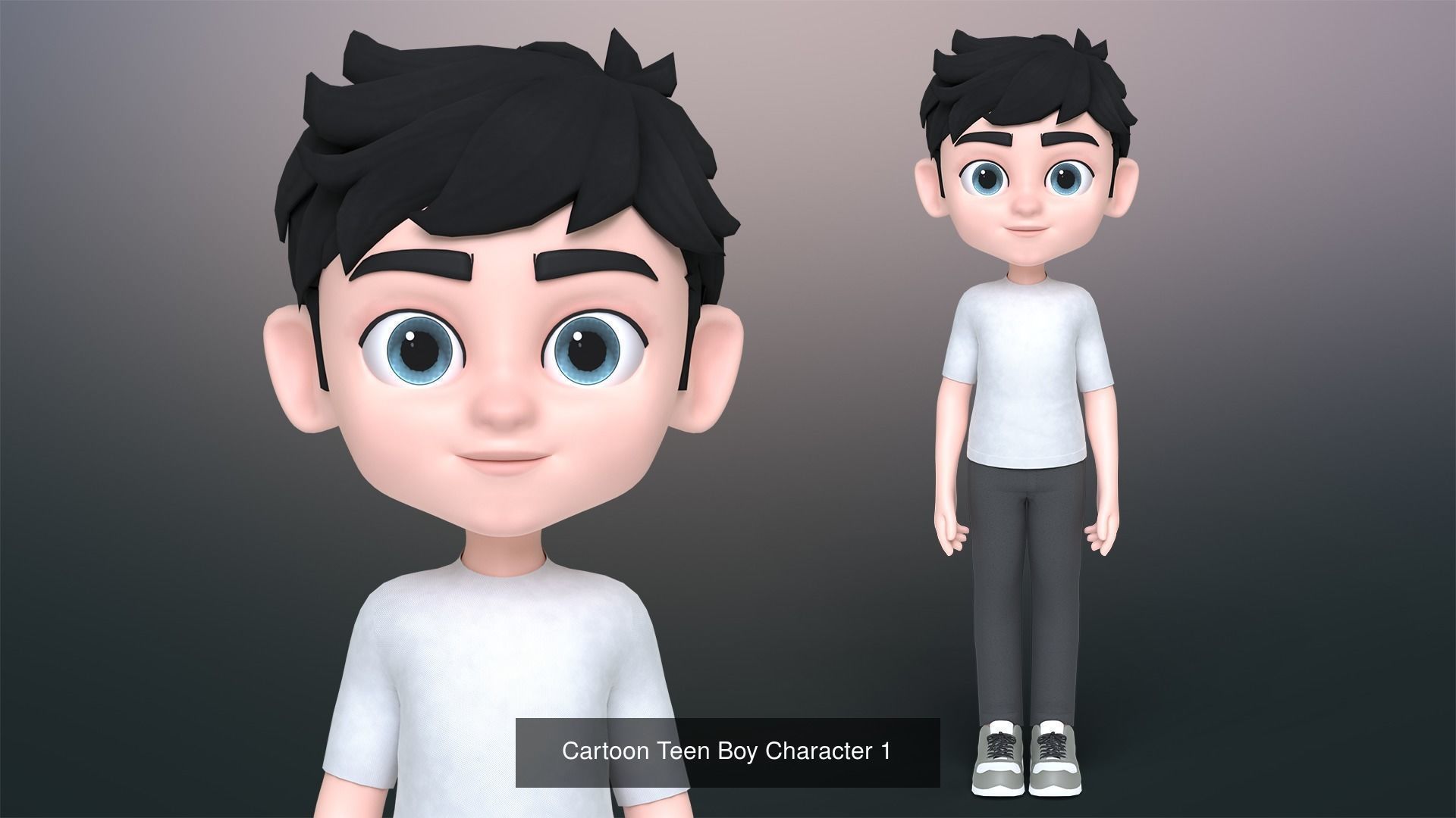 3D Model Collection Cartoon Teen Kid Characters VR / AR / low-poly ...