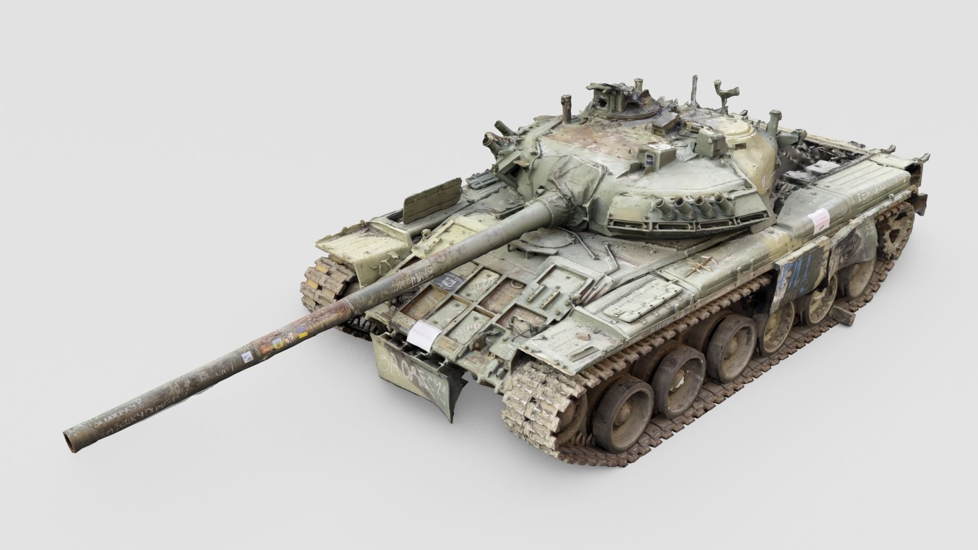 Russian T-72 tank destroyed by Ukrainian army 3D model | CGTrader