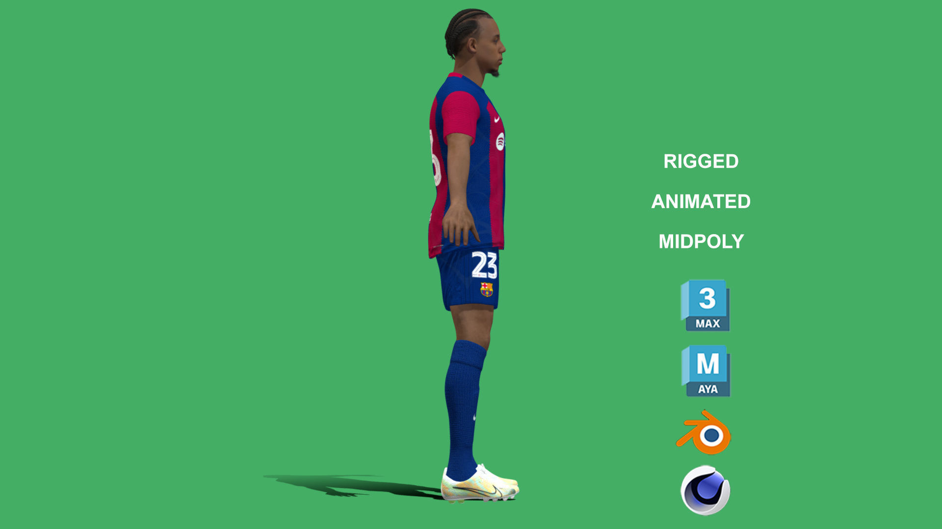 3D Rigged Jules Kounde Barcelona 2024 3D model animated rigged | CGTrader