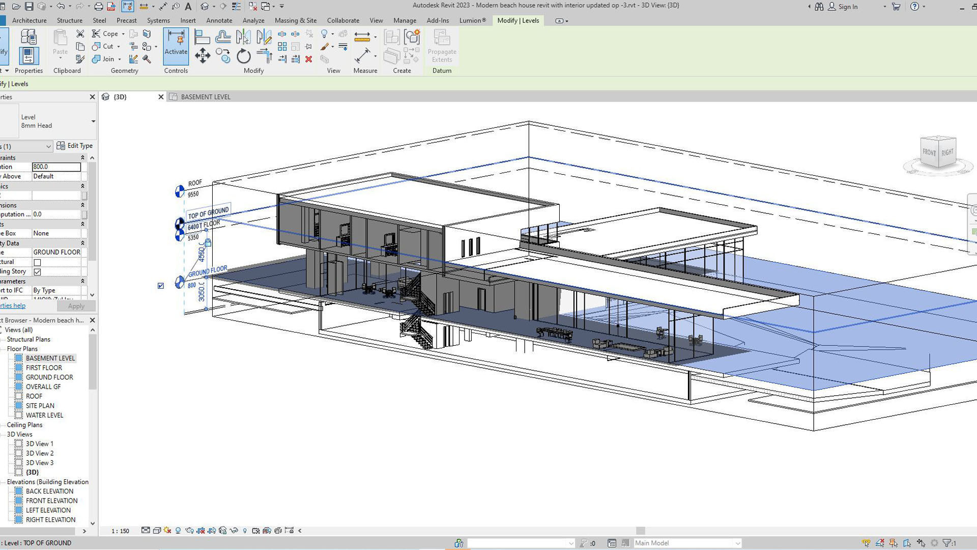 Super modern beach luxury villa house Revit n Lumion building 3D model ...