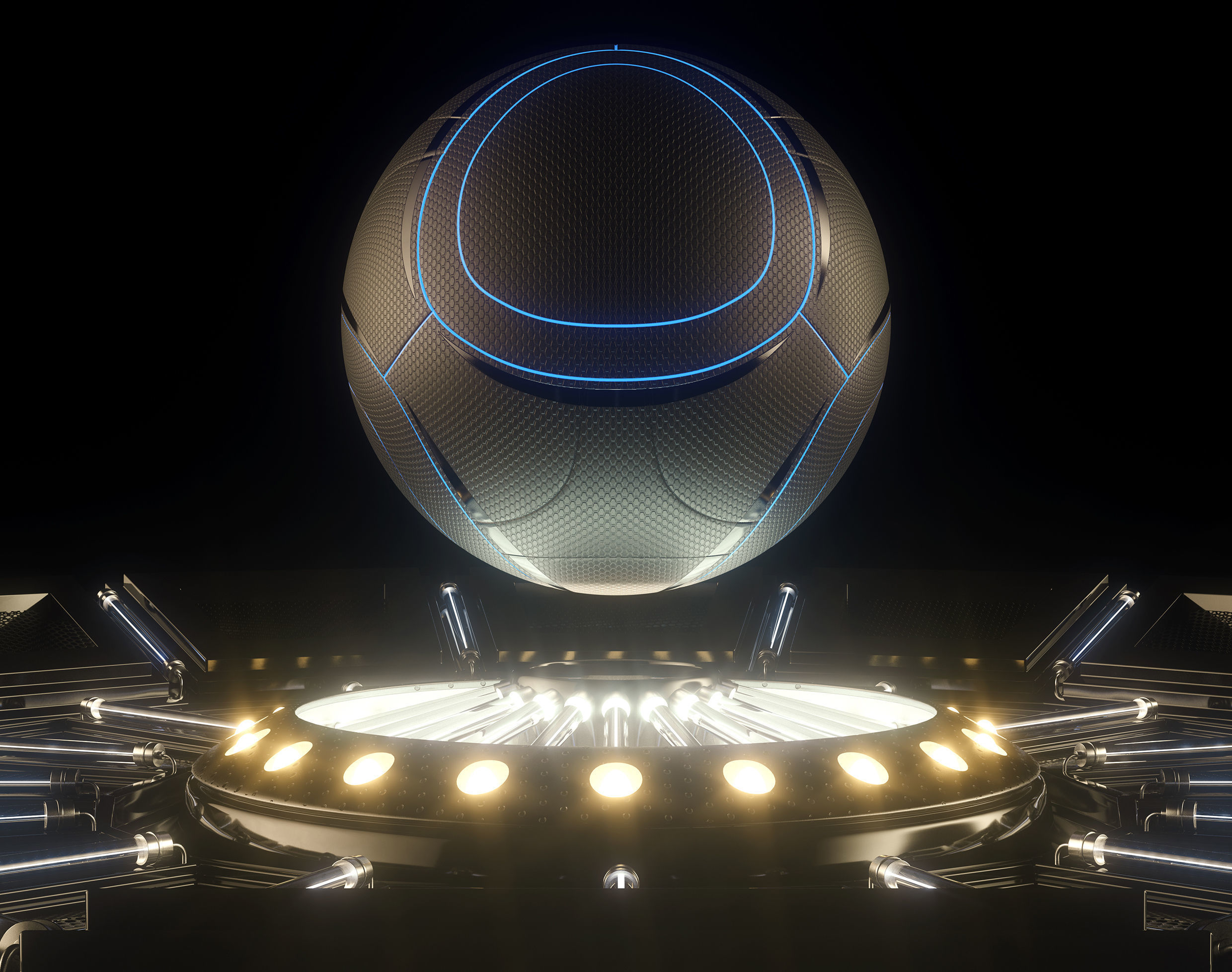 Futuristic Soccer Ball and Stage 3D model | CGTrader