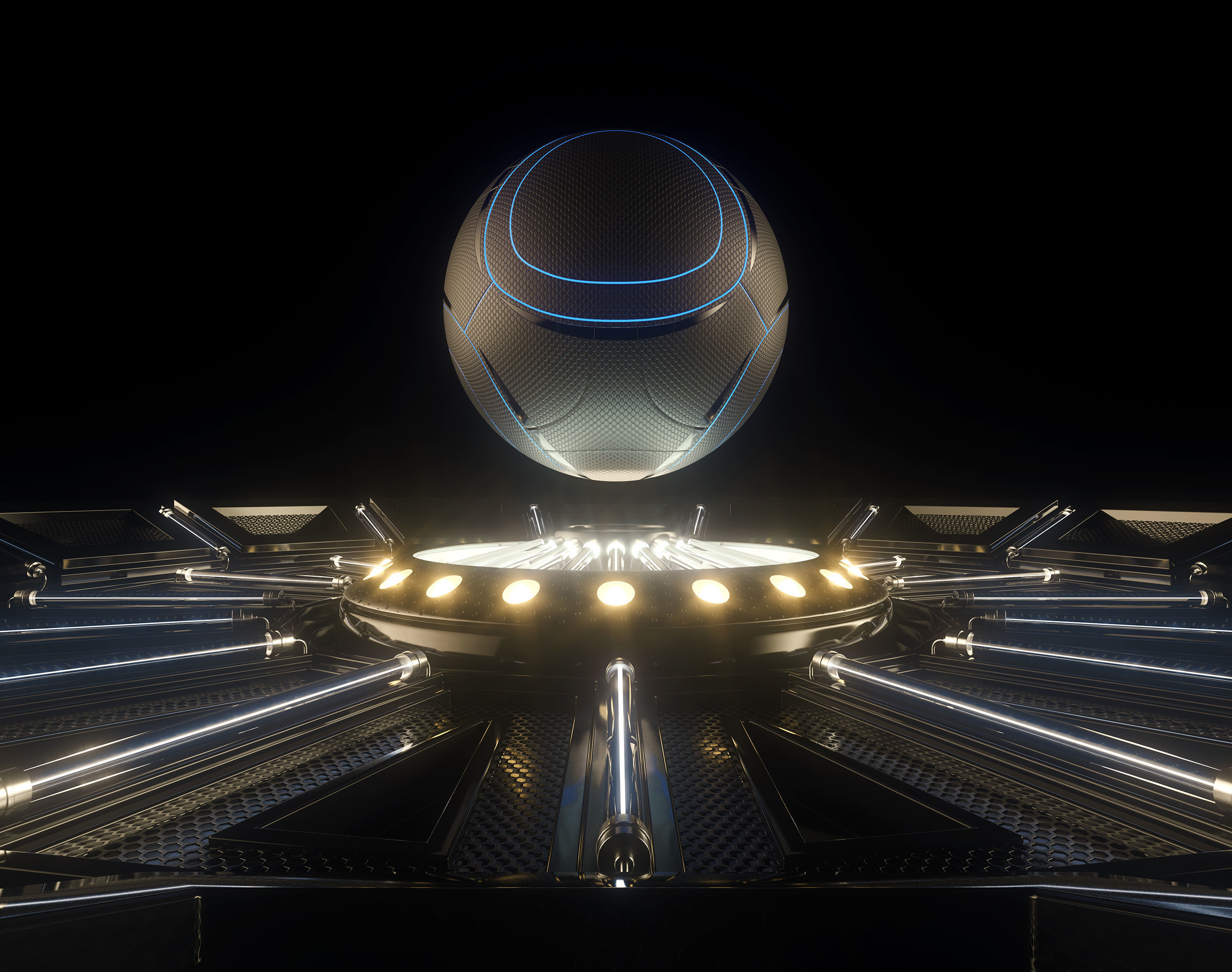 Futuristic Soccer Ball and Stage 3D model | CGTrader