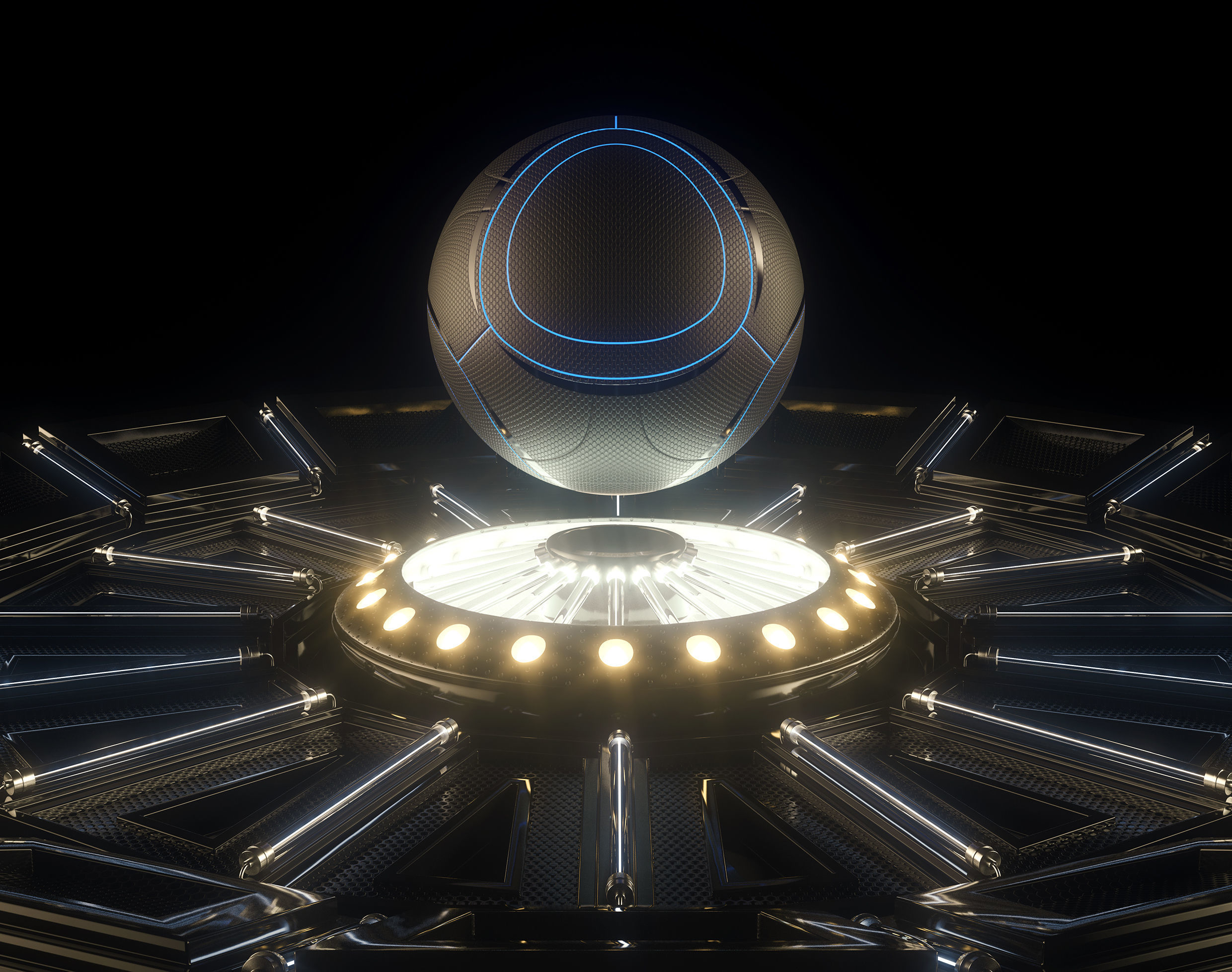 Futuristic Soccer Ball and Stage 3D model | CGTrader