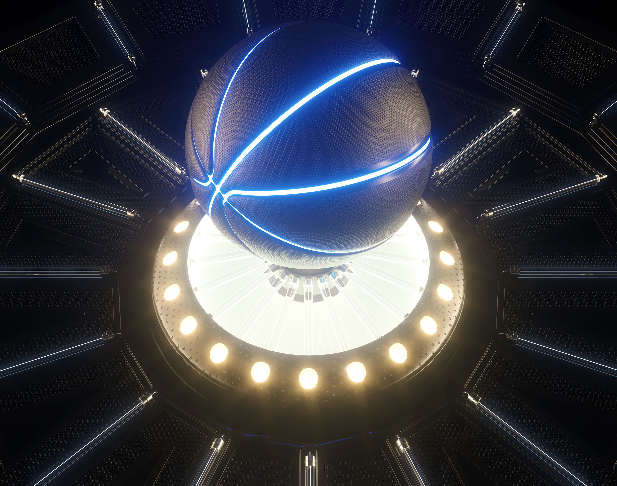 Futuristic Basketball Ball and Stage 3D model | CGTrader
