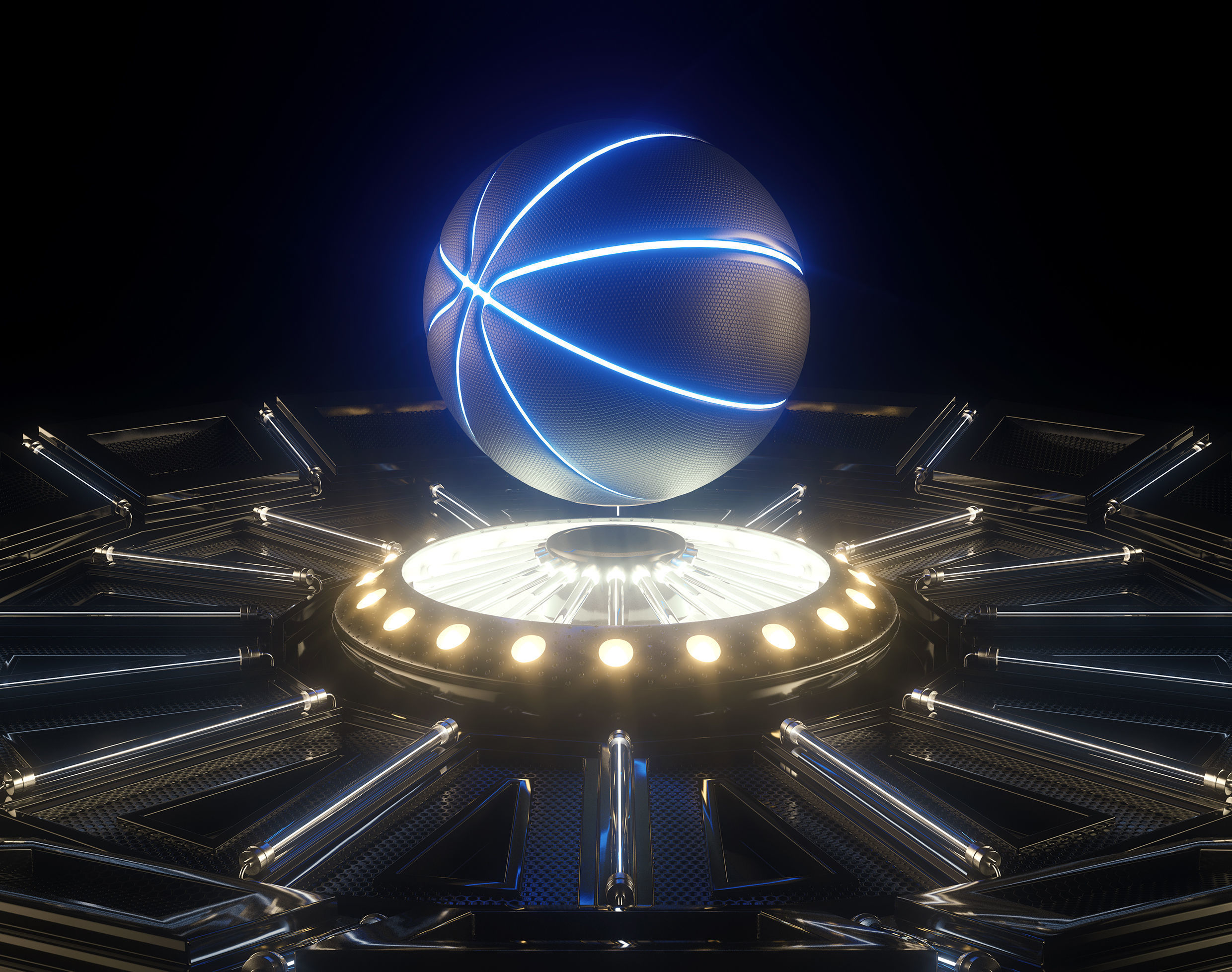Futuristic Basketball Ball and Stage 3D model | CGTrader