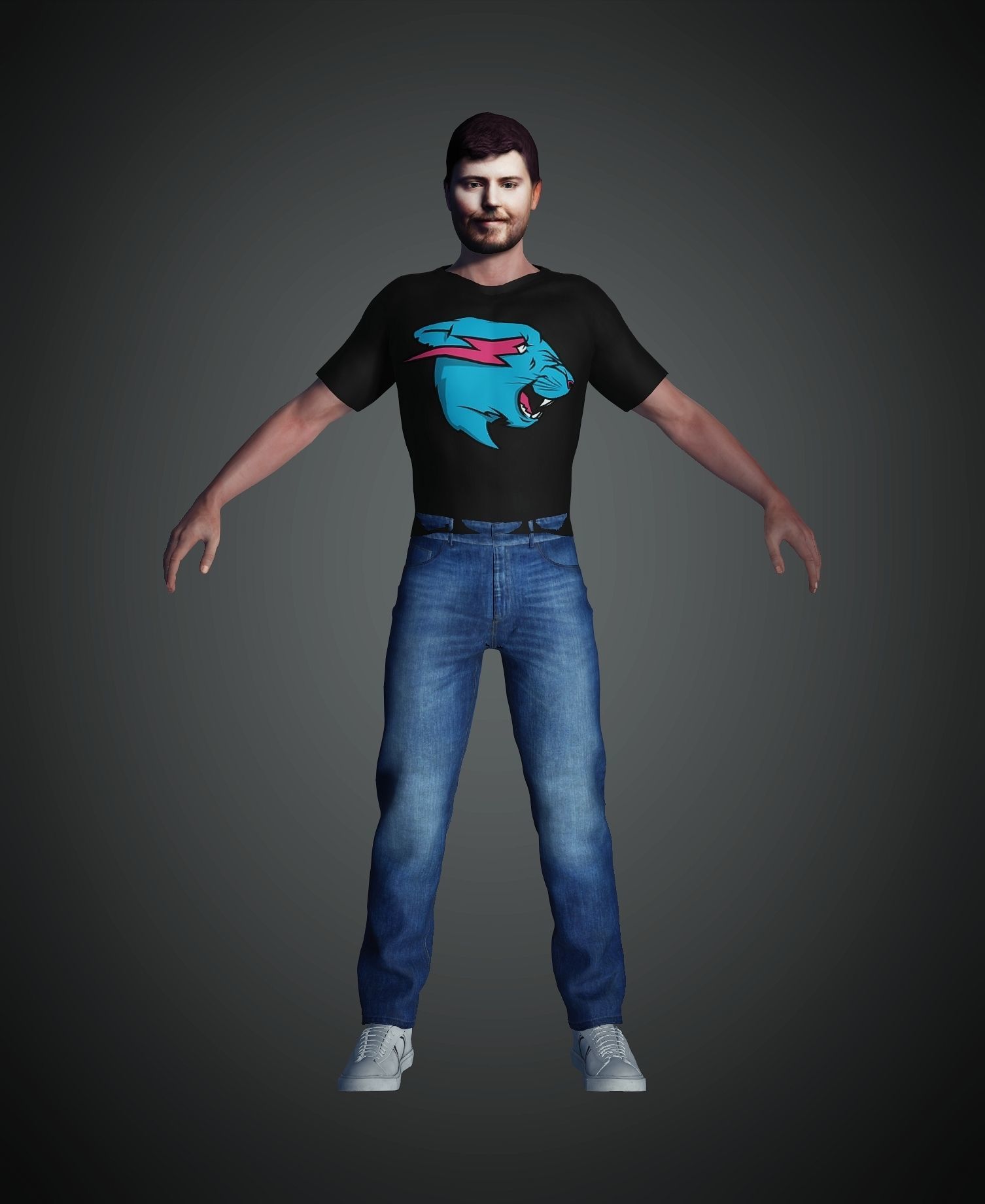 Mrbeast Full Rigged with Face rig and 100 Face Morph Included 3D model ...