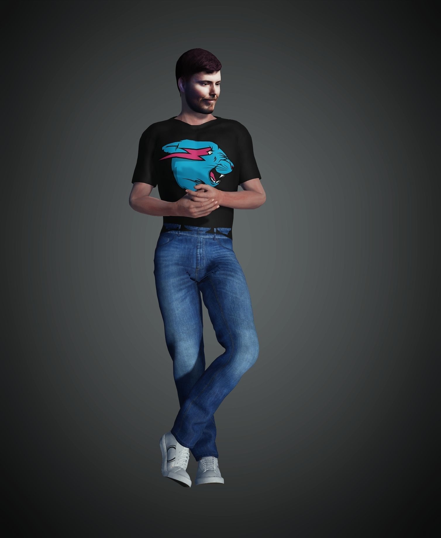 Mrbeast Full Rigged with Face rig and 100 Face Morph Included 3D model ...