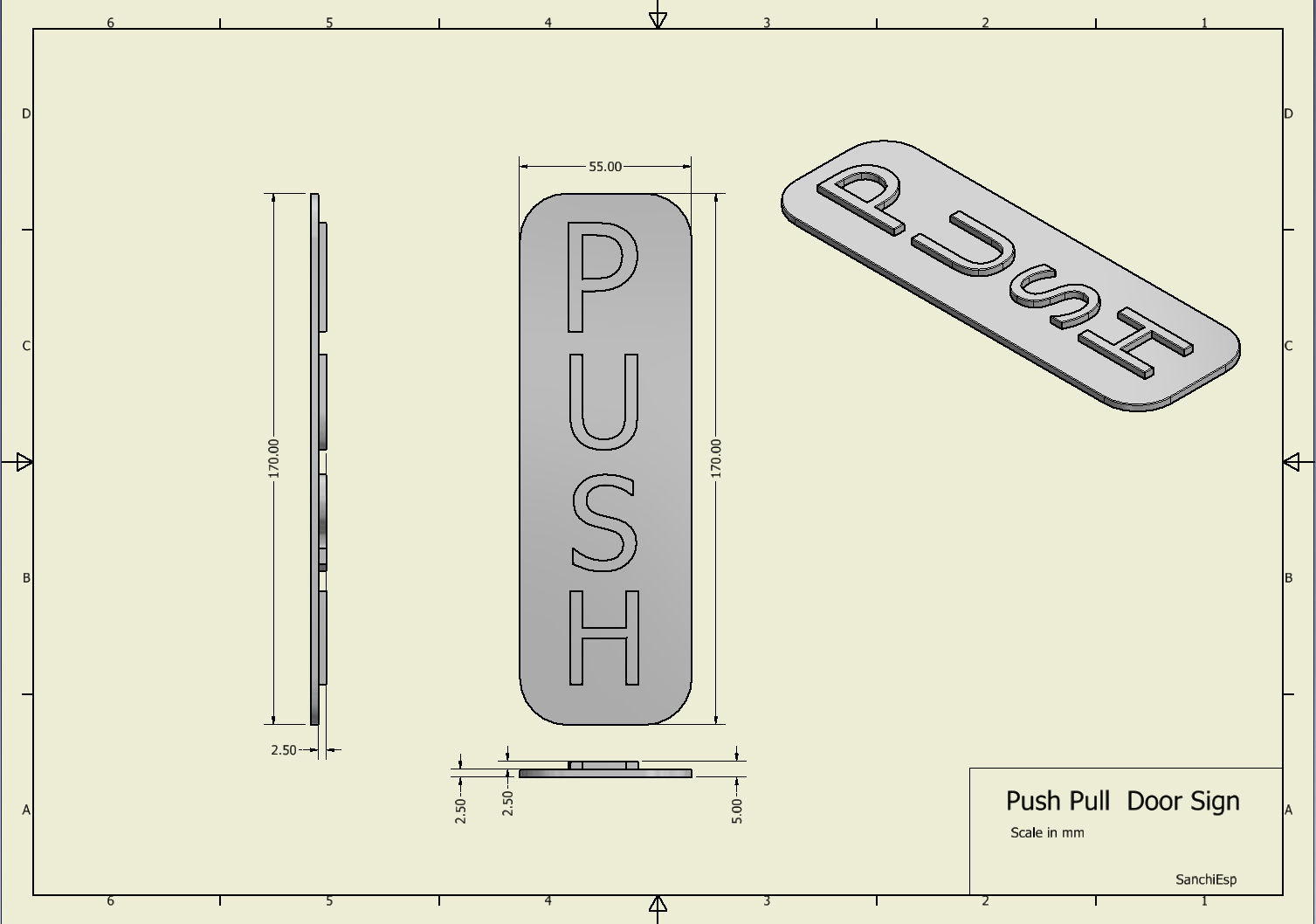 3D model Push Pull Door Sign VR / AR / low-poly | CGTrader