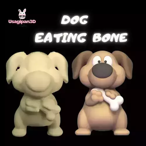 Dog Eating Bone 3D model 3D printable | CGTrader