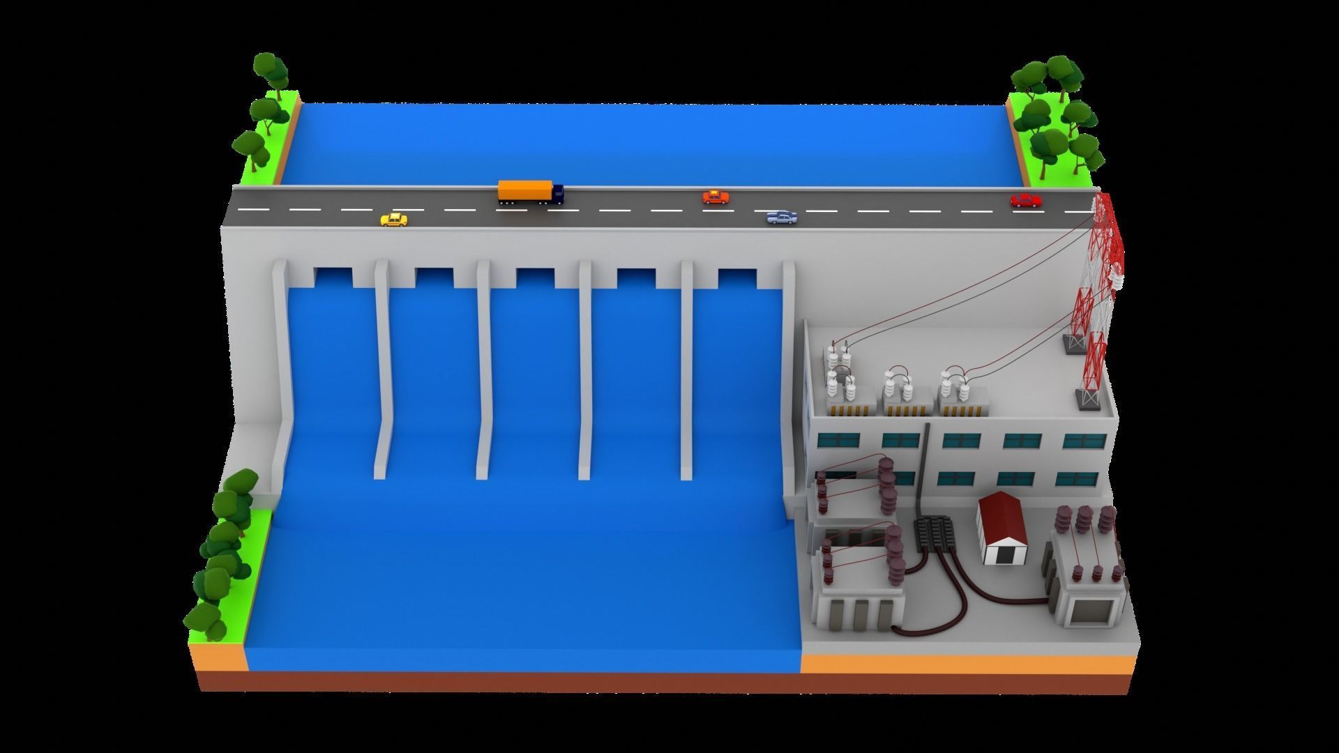 3D model Hydroelectric power station H10 VR / AR / low-poly | CGTrader