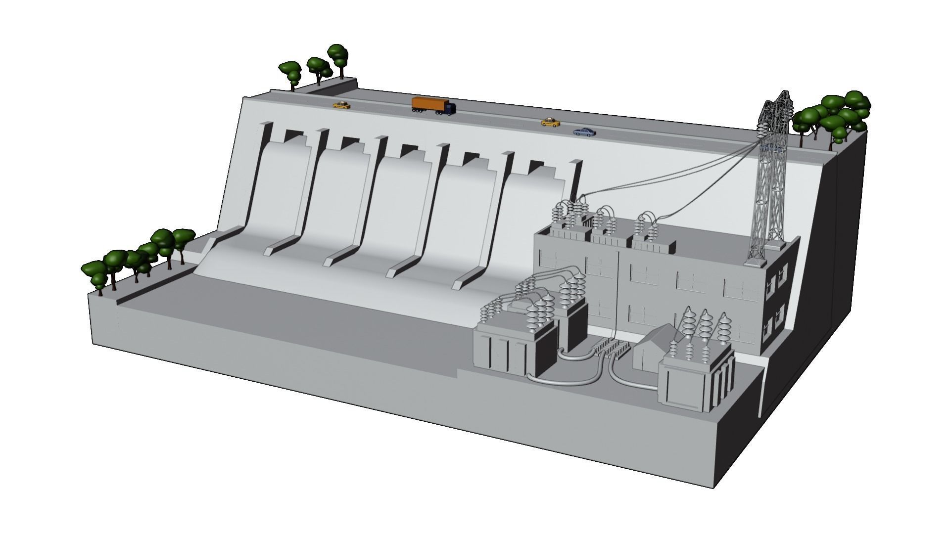 3D model Hydroelectric power station H10 VR / AR / low-poly | CGTrader