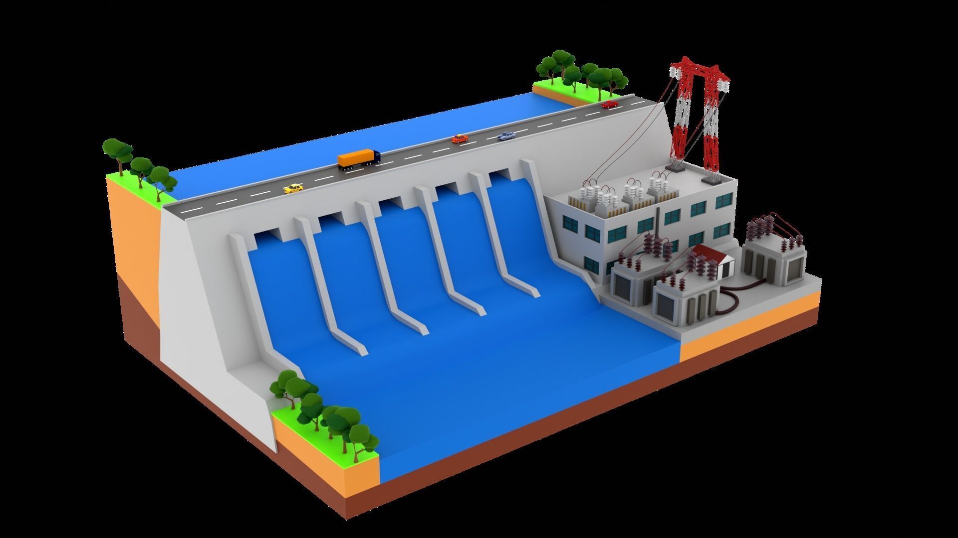 3D model Hydroelectric power station H10 VR / AR / low-poly | CGTrader