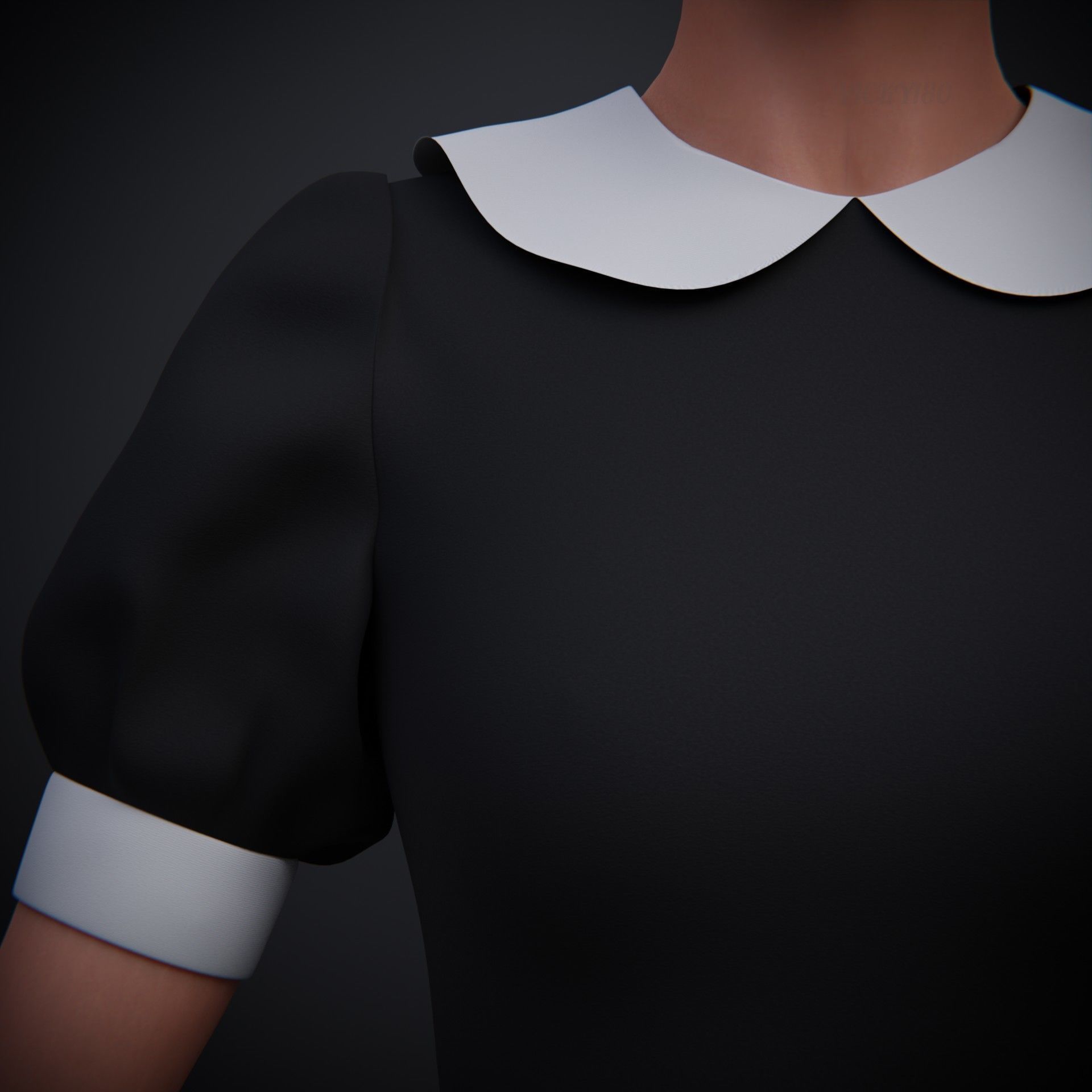 Black Peter pan collar dress 3D model | CGTrader