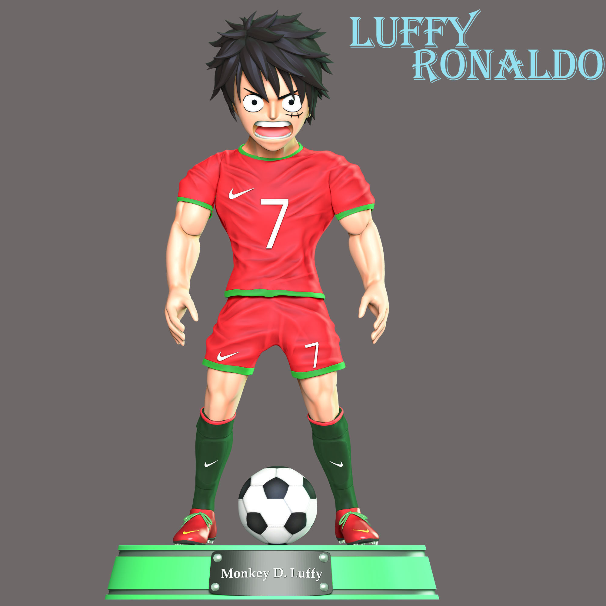 One Piece - Luffy Cosplay Ronaldo 3D model 3D printable | CGTrader