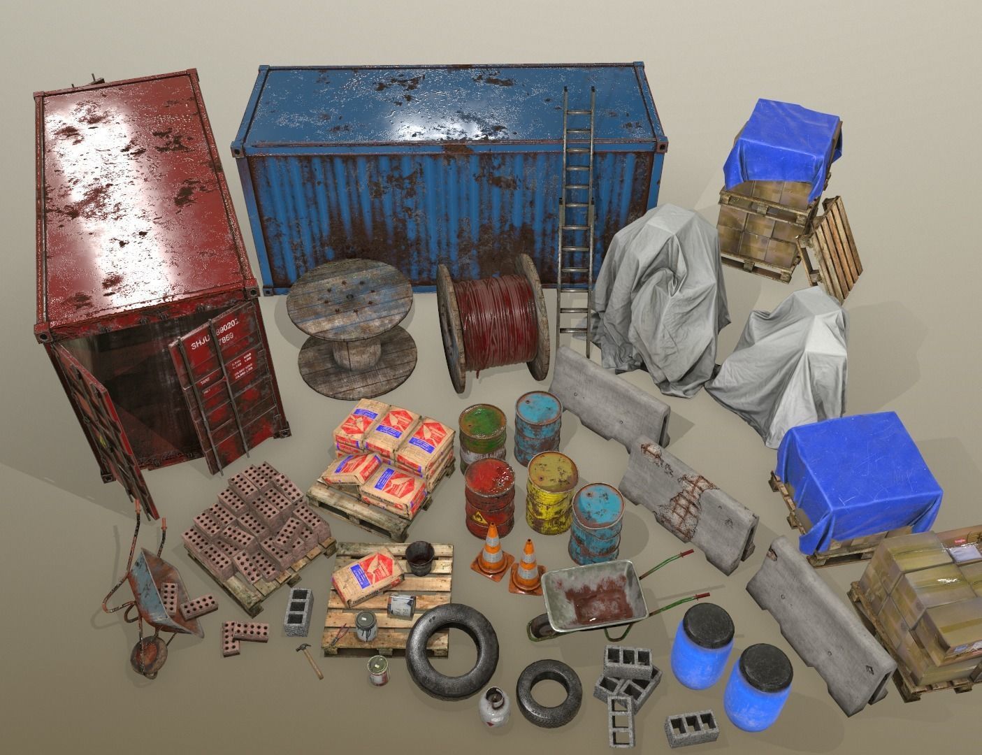 3D model Construction - Building Site - Warehouse - Game Ready Prop ...