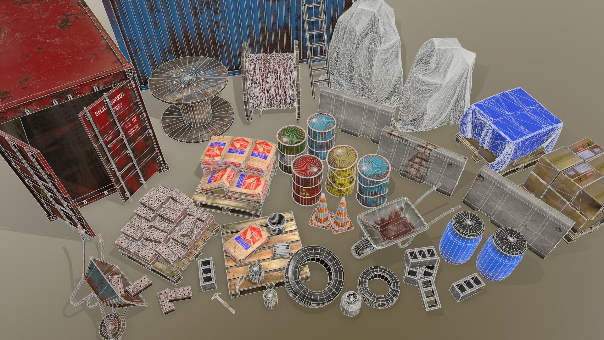 3D model Construction - Building Site - Warehouse - Game Ready Prop ...