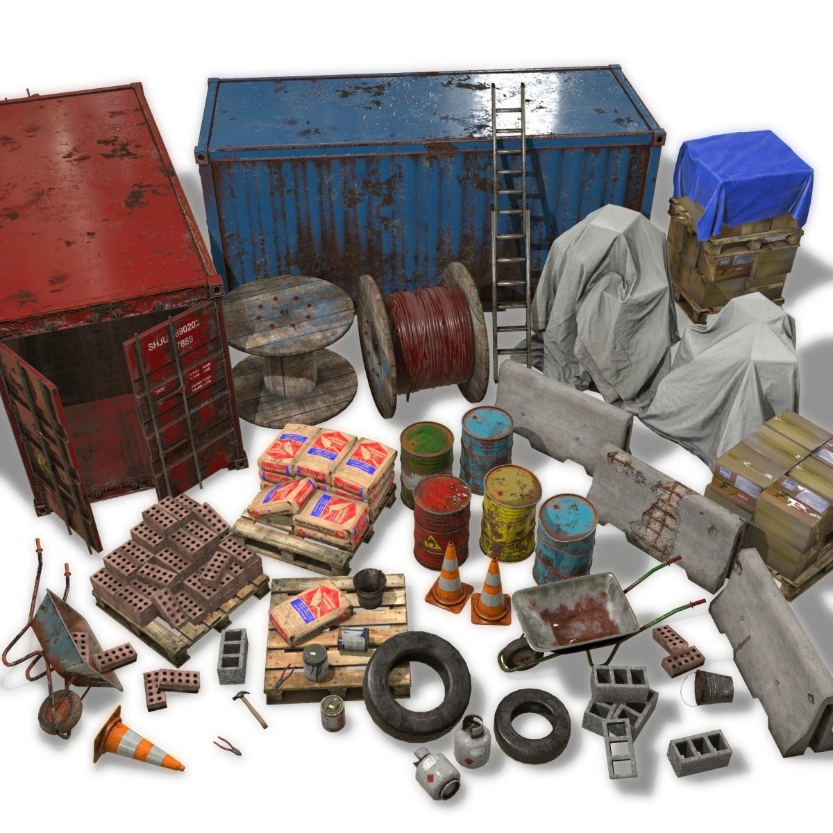 3D model Construction - Building Site - Warehouse - Game Ready Prop ...