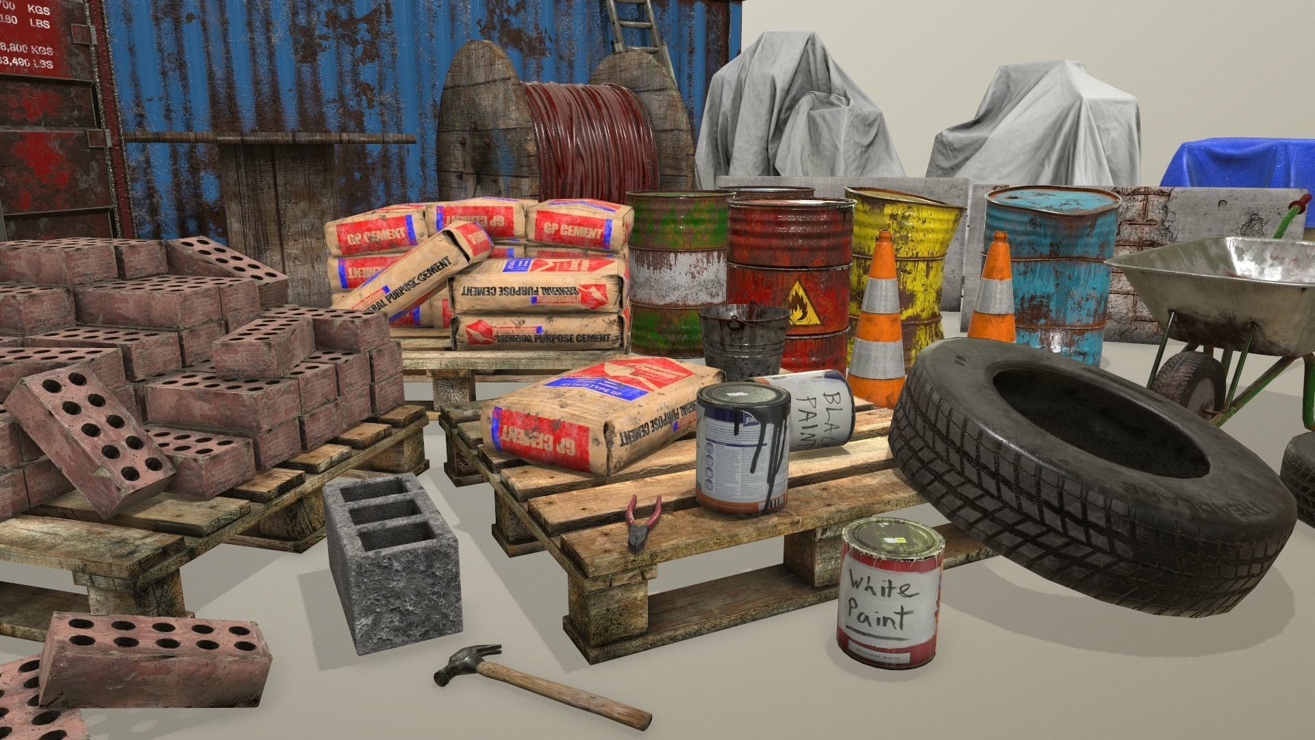 3D model Construction - Building Site - Warehouse - Game Ready Prop ...