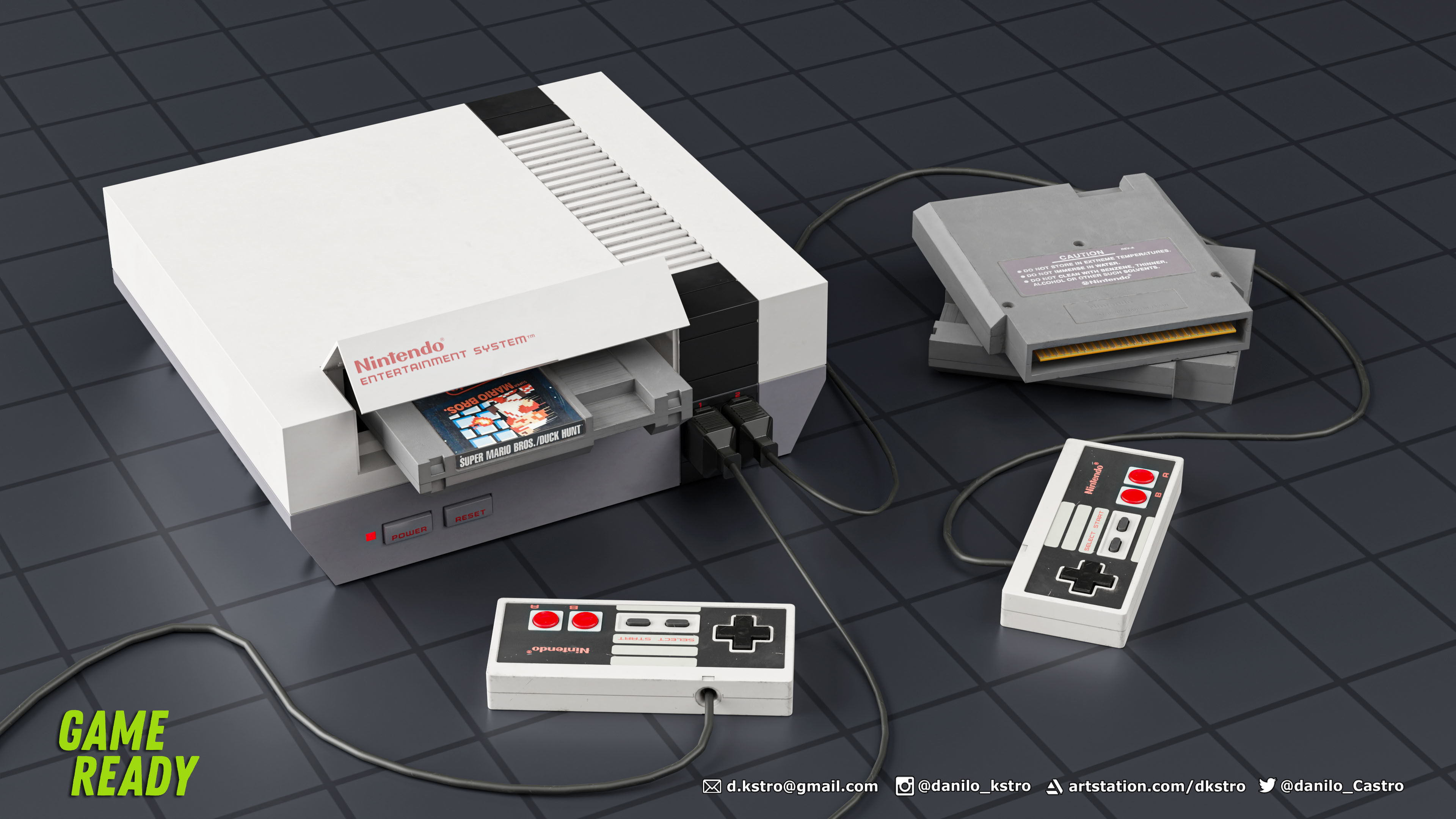 3D model NES Console - Nintendo 8 Bits - Lowpoly - 4K Textures VR / AR ...