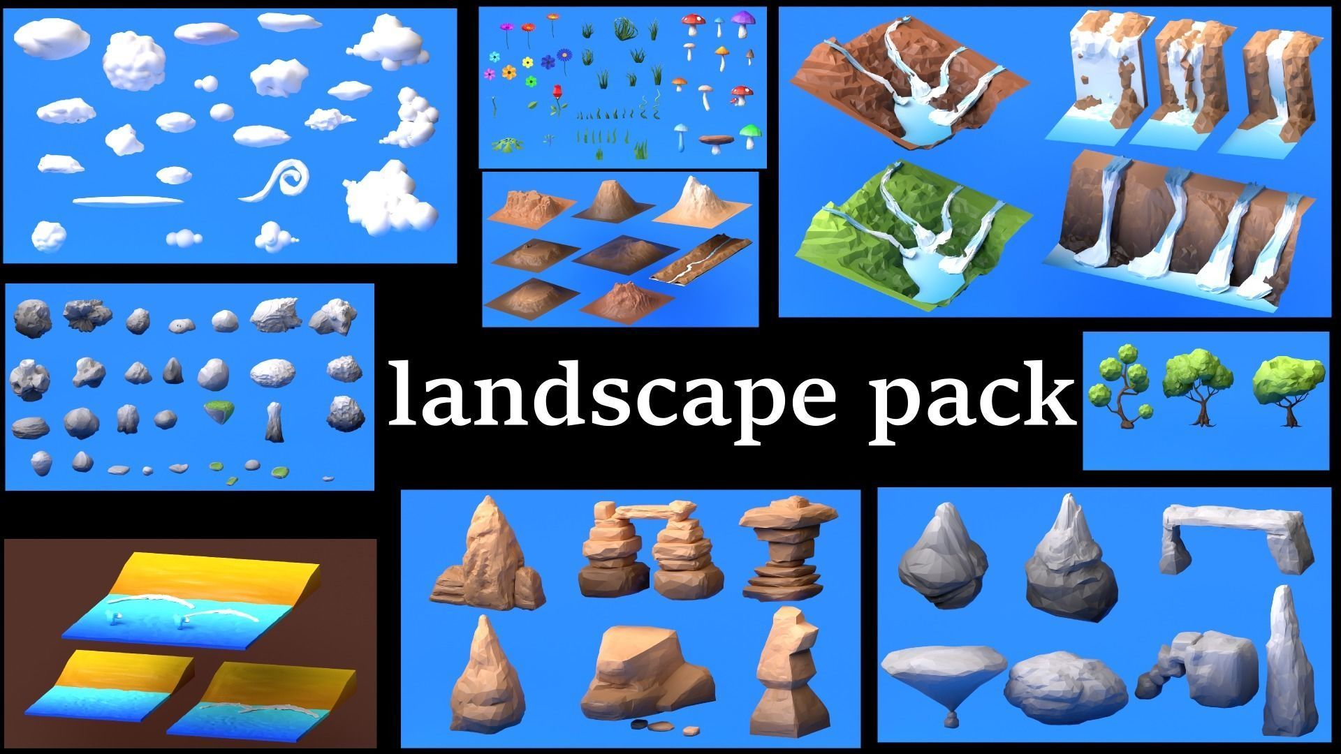3D model Low Ploy Landscape Pack VR / AR / low-poly | CGTrader