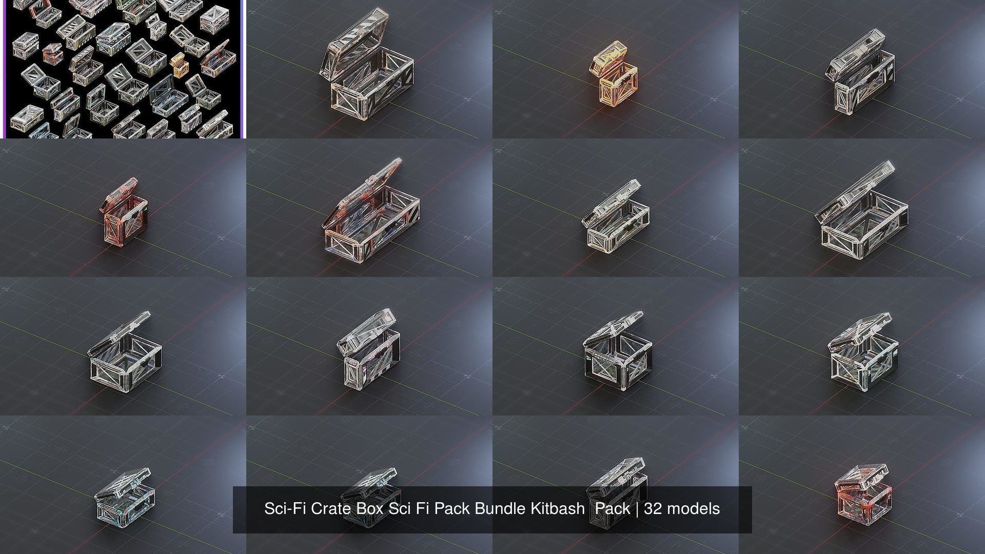 3D Model Collection Sci-Fi Crate Box Sci Fi Pack Bundle Kitbash Pack VR / AR / low-poly | CGTrader