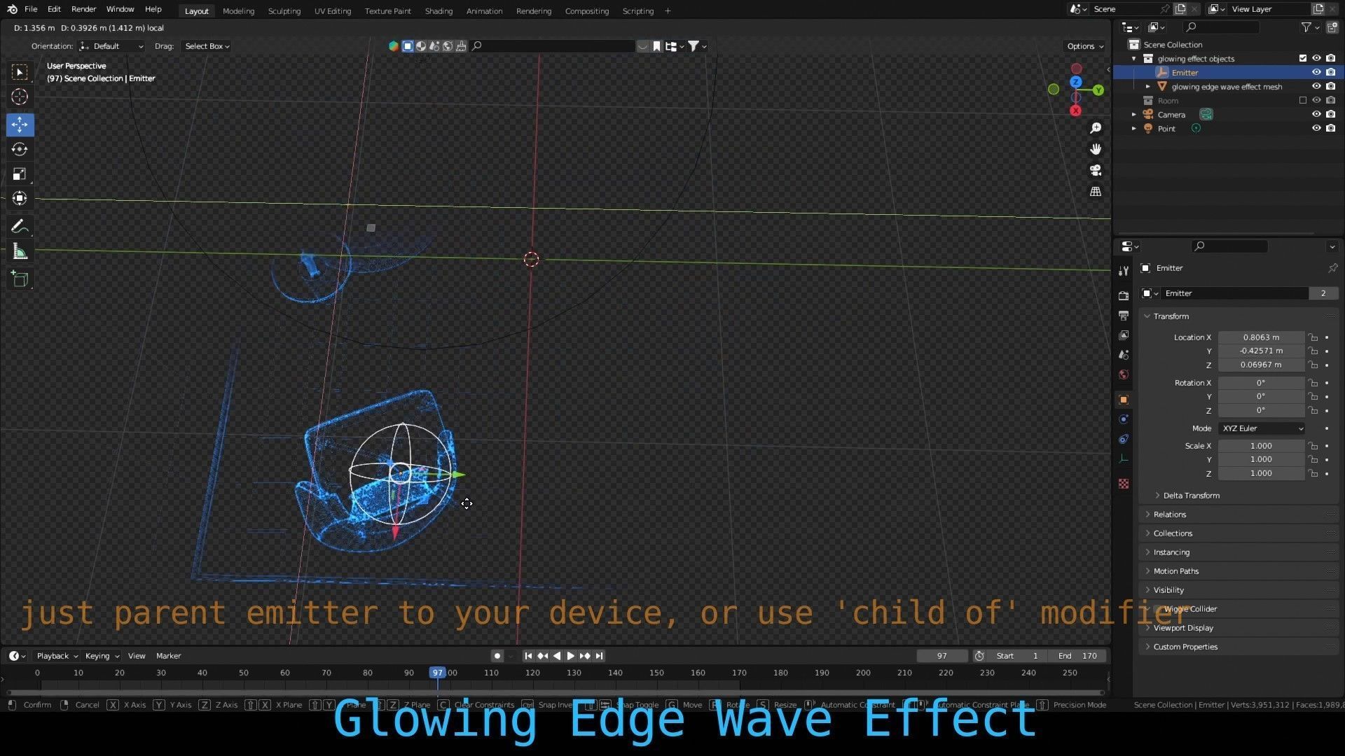 glowing edge wave effect free 3D model animated | CGTrader