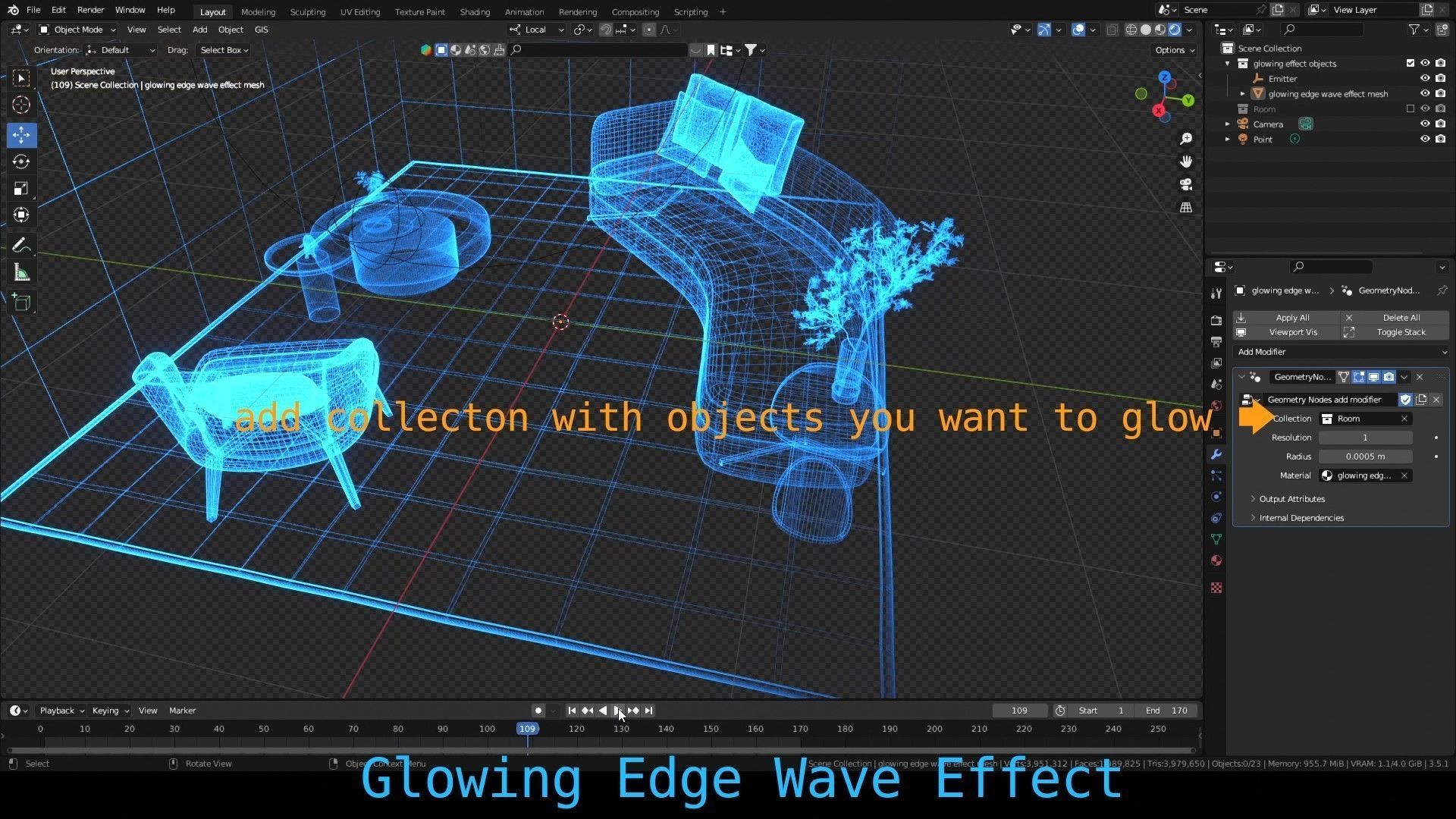 glowing edge wave effect free 3D model animated | CGTrader