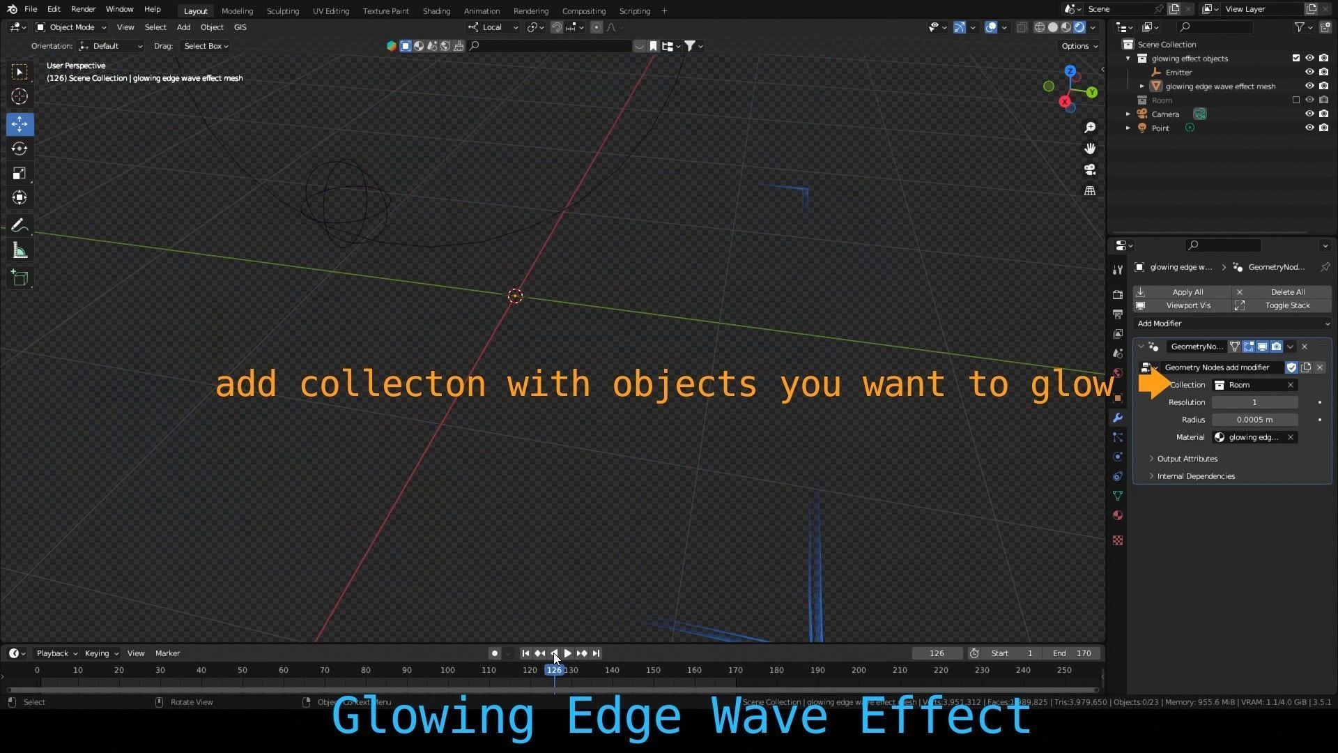 glowing edge wave effect free 3D model animated | CGTrader
