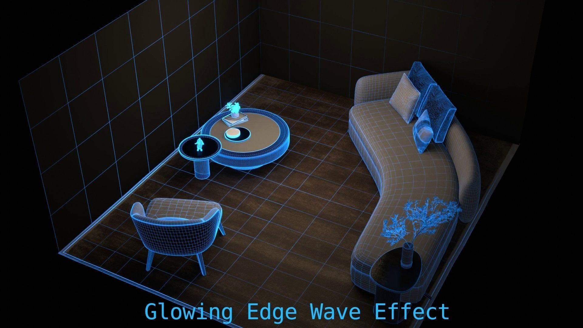 glowing edge wave effect free 3D model animated | CGTrader