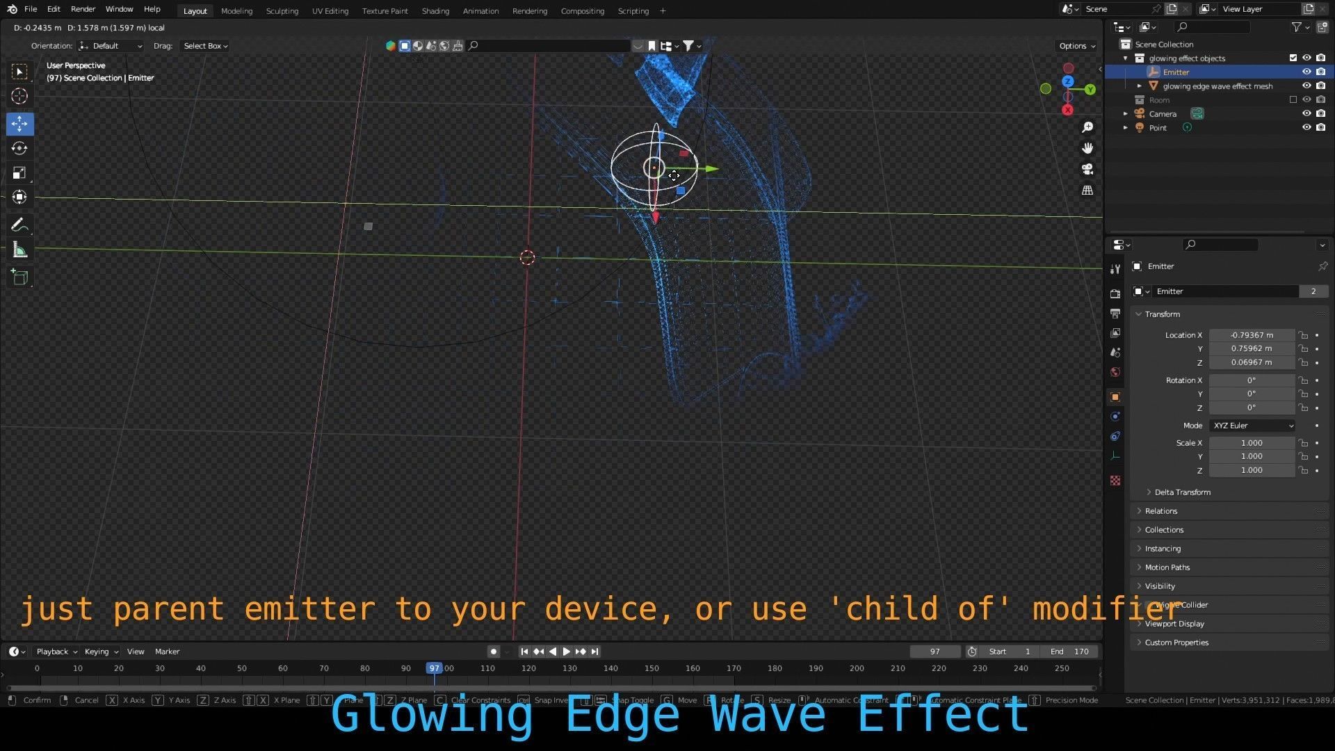 glowing edge wave effect free 3D model animated | CGTrader