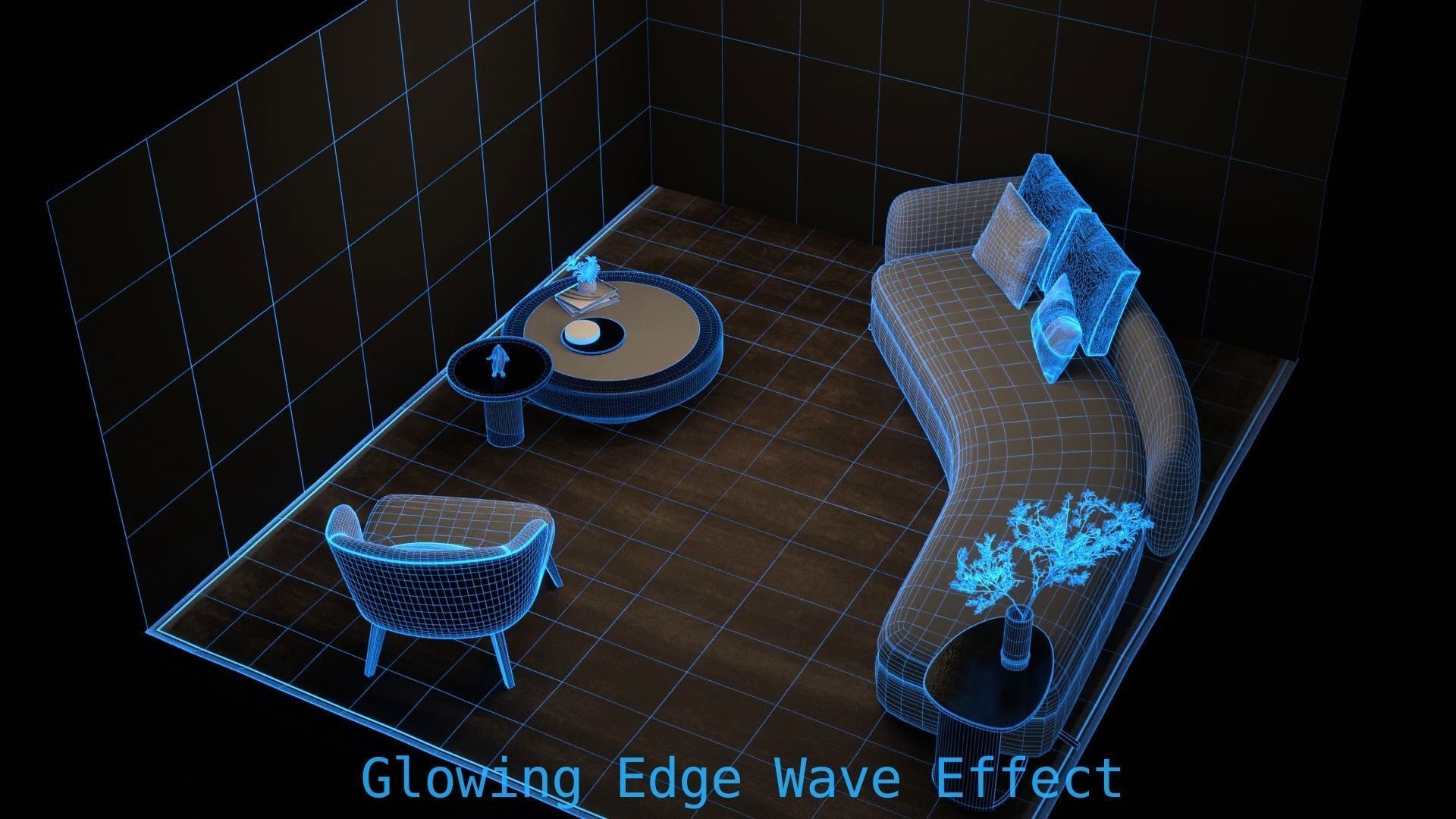 glowing edge wave effect free 3D model animated | CGTrader
